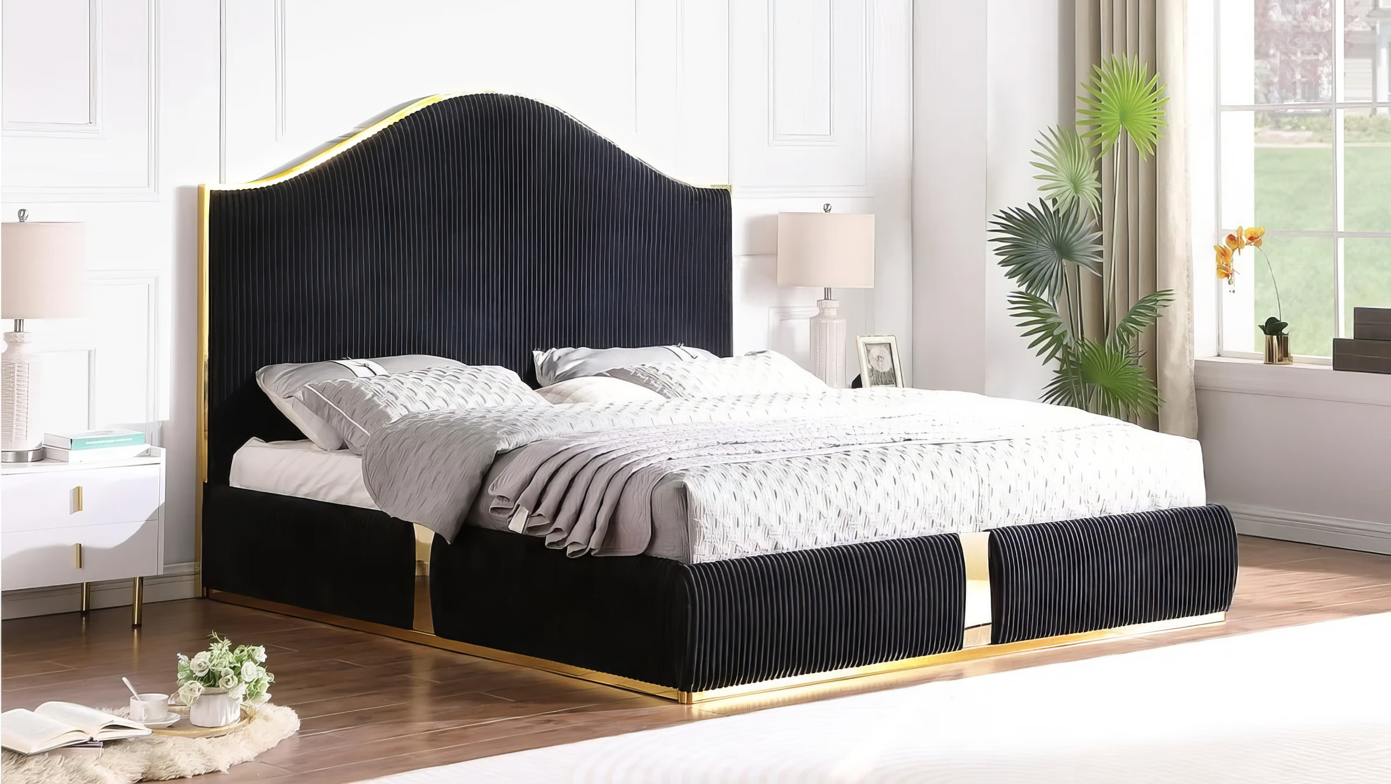 Everly Quinn Aquirre Upholstered Scalloped Bed | Wayfair