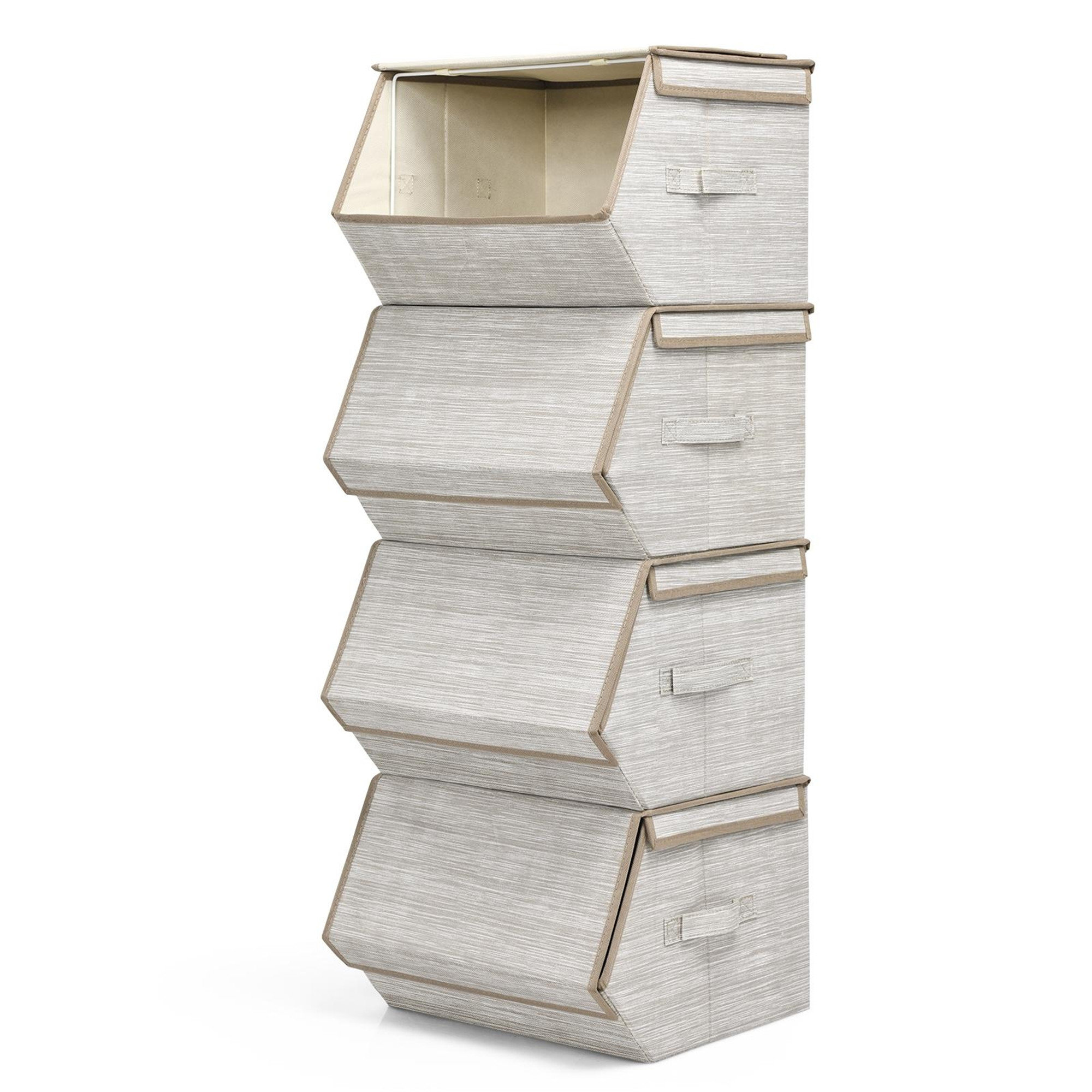 Latitude Run® Set Of 4 Storage Bins Stackable Cubes With Lid - Wayfair ...