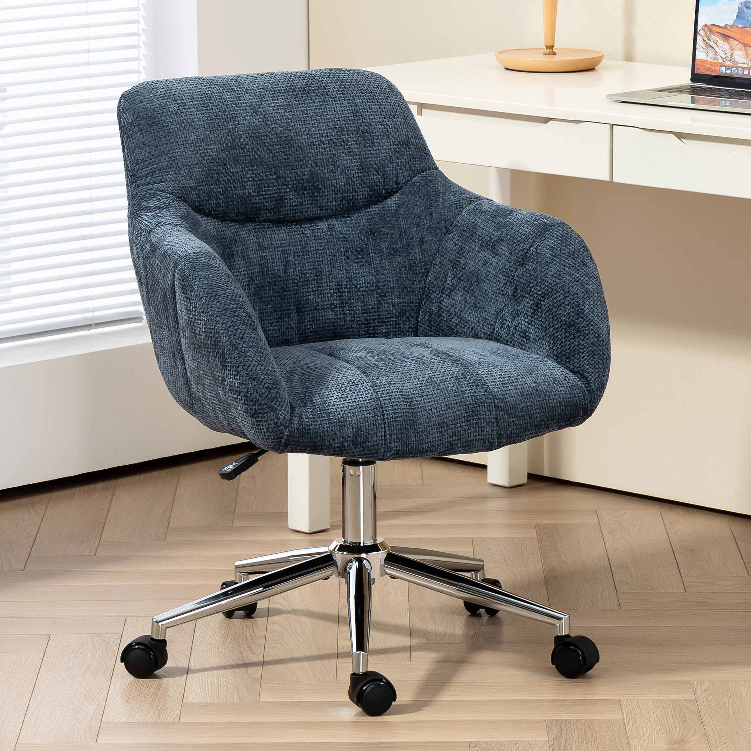 Latitude Run® Soft Chenille Upholstered Home Office Chair Swivel Desk ...