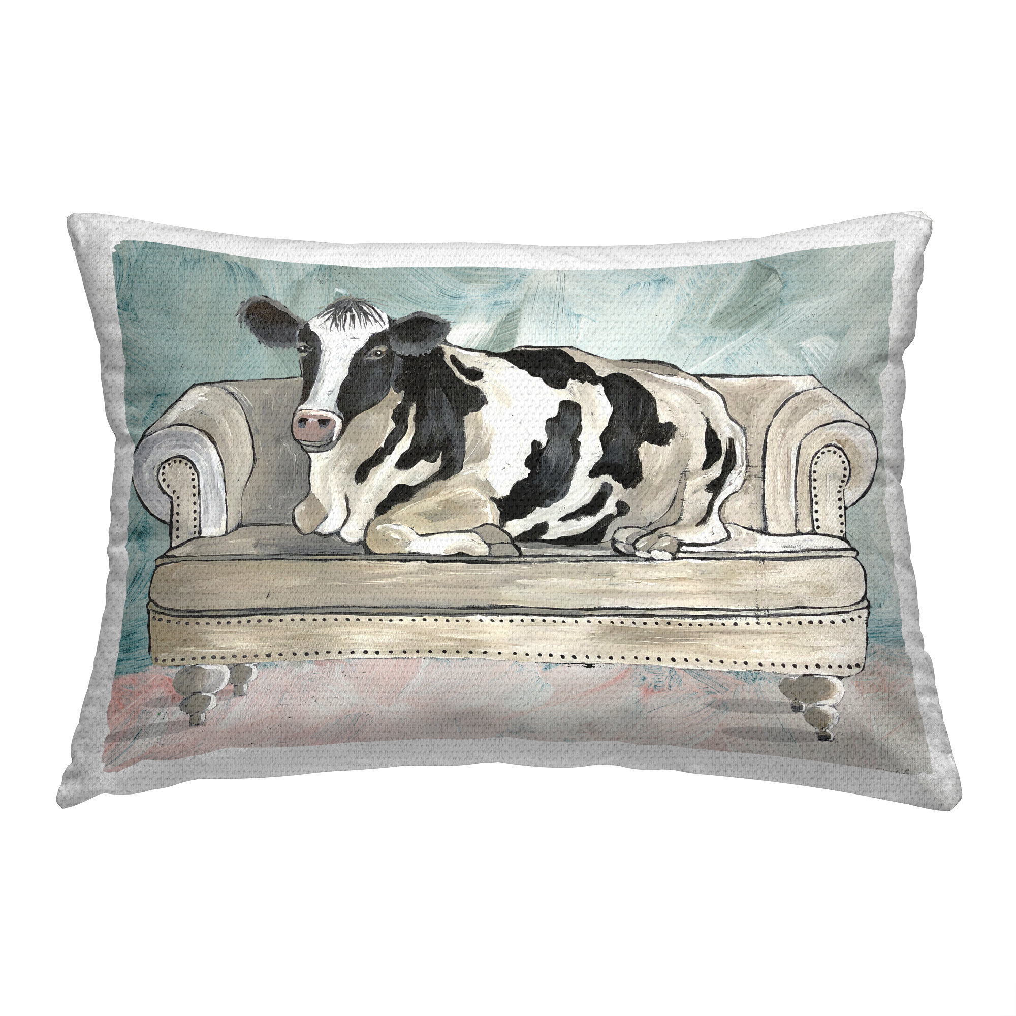 Stupell Industries Farm Cow on Couch Outdoor Printed Pillow by Cindy ...