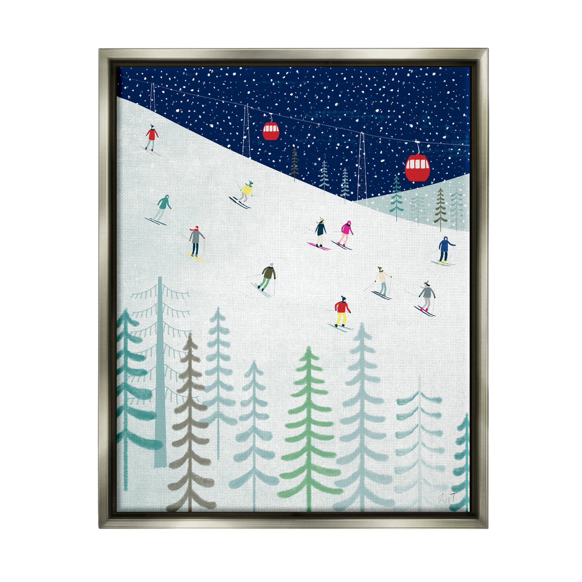 Stupell Industries Skiing Night Sky Winter Slopes by Andrew Thornton ...