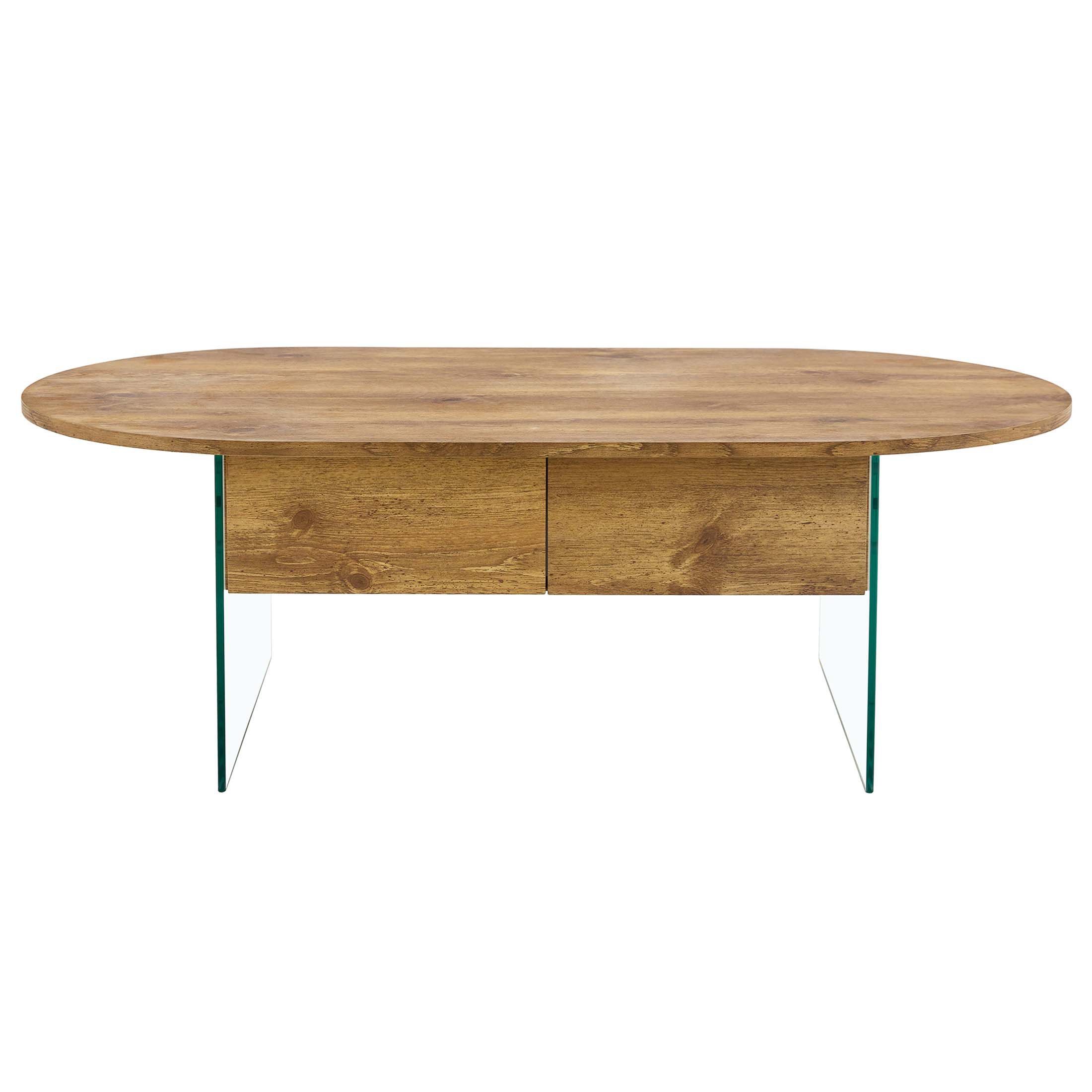 Wrought Studio™ Cozy Natural Oval Double Drawer Coffee Table - Multi ...