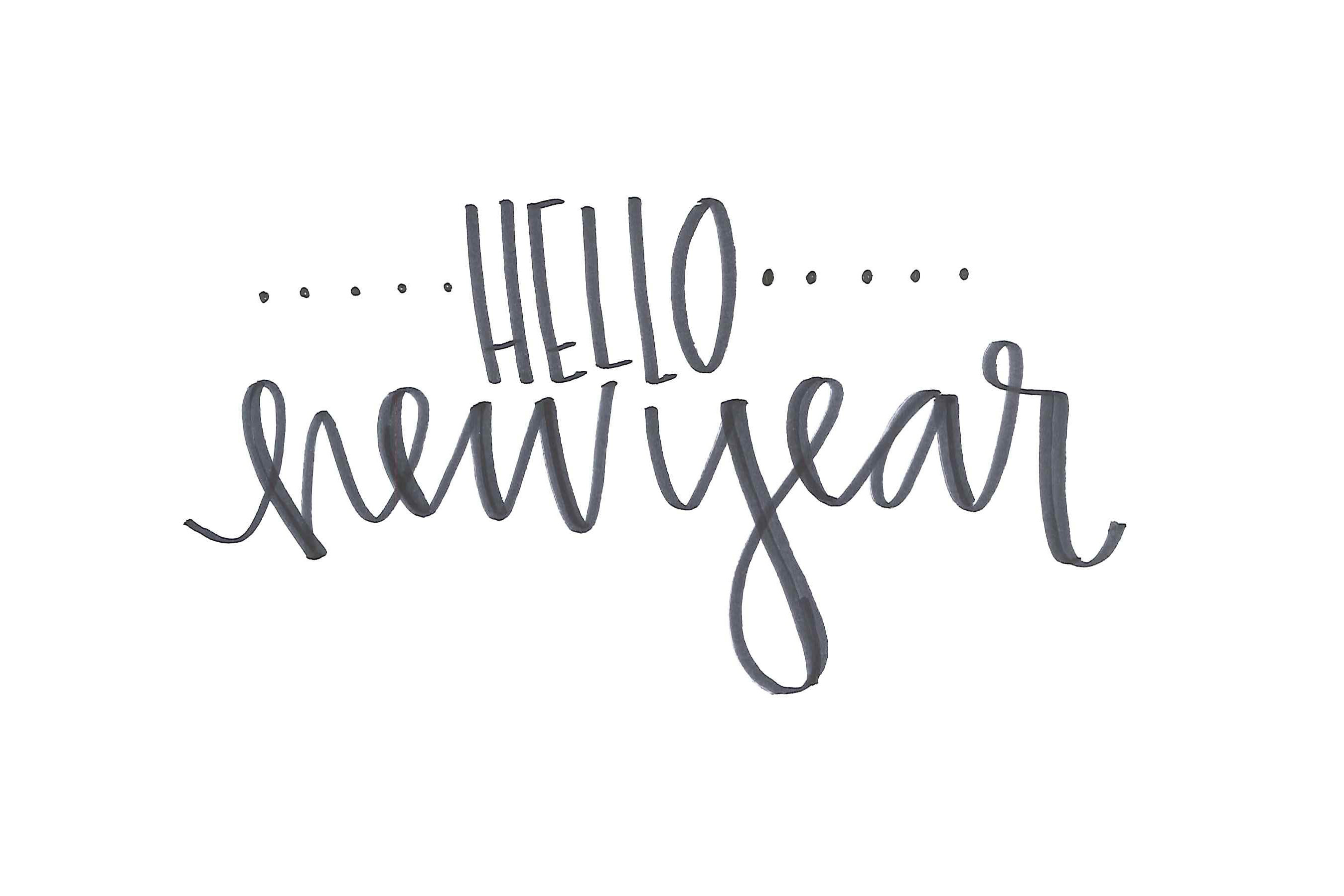 Trinx Hello New Year Script and Caps - Wrapped Canvas Textual Art | Wayfair