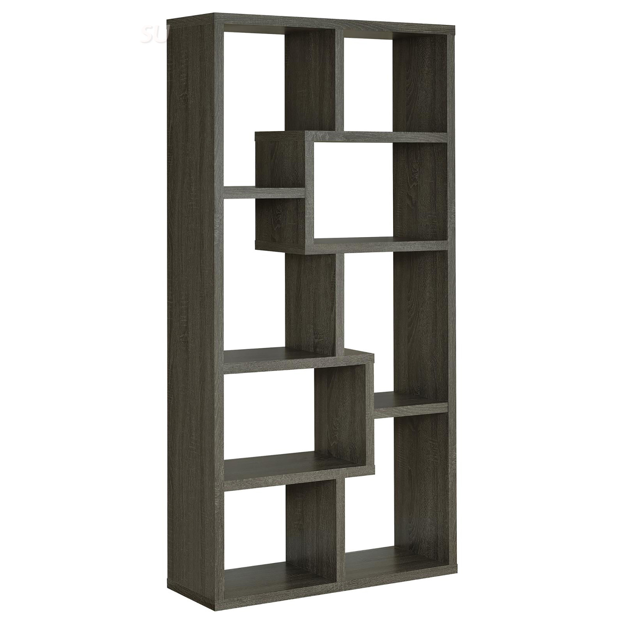 Latitude Run® 8-Shelf Geometric Bookcase With Unique Box Arrangement ...