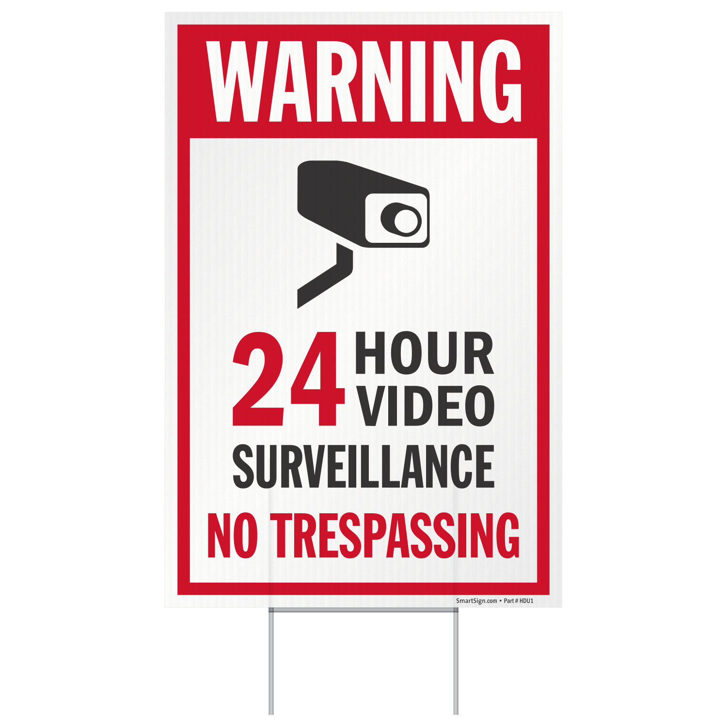 SmartSign Warning 24 Hour Video Surveillance No Trespassing Sign ...