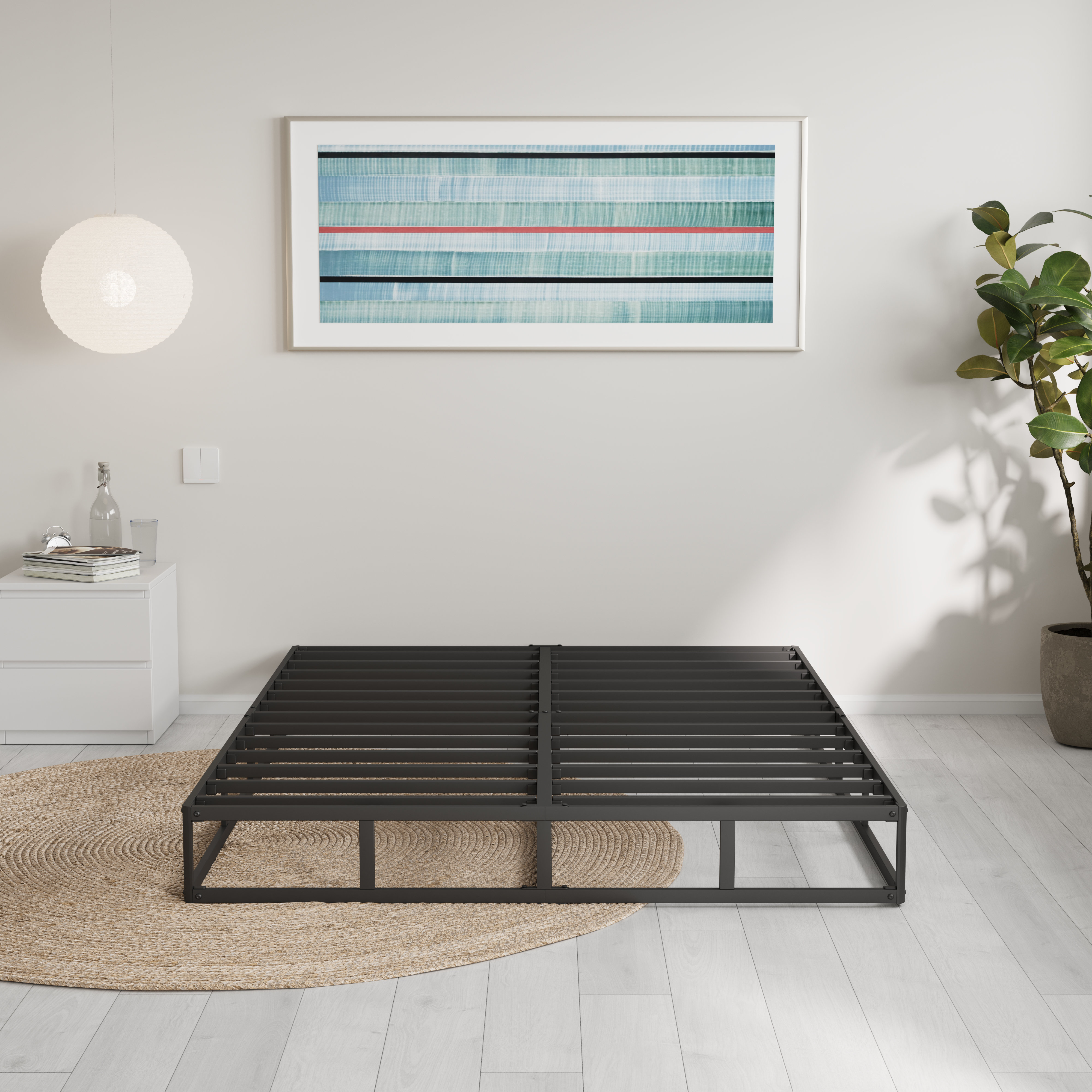 Alwyn Home Likins 4 Inch Metal Box Spring with Frabric Cover, Easy ...