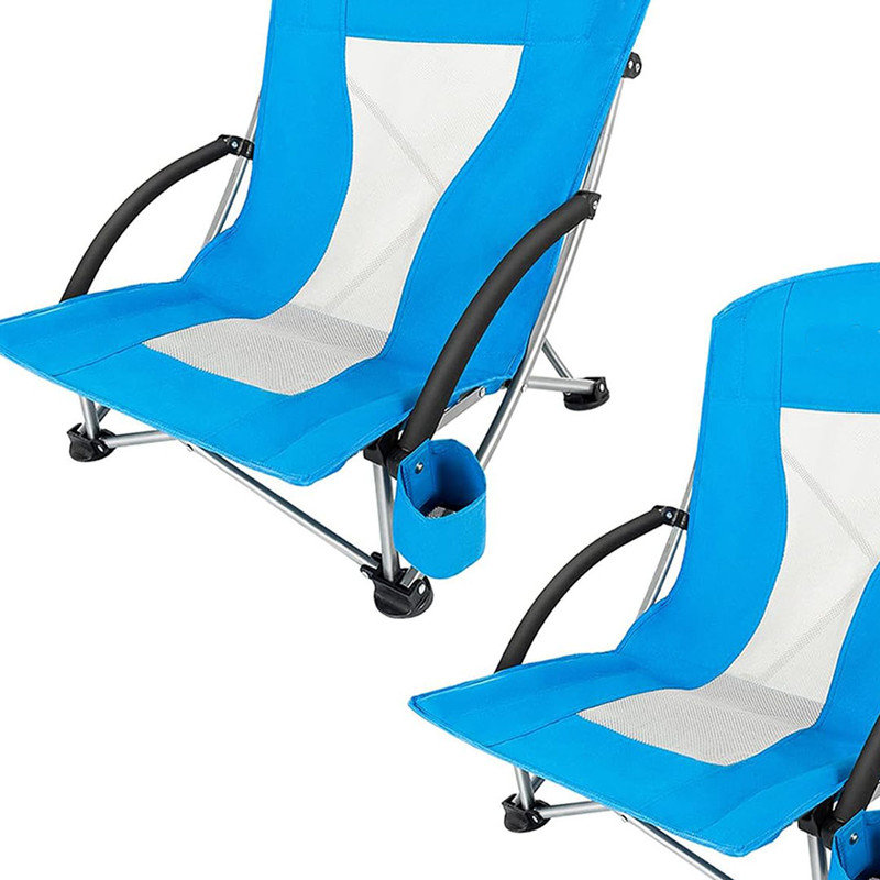 Arlmont & Co. Outdoor Portable Folding Beach Chair with Carry Bag, High ...