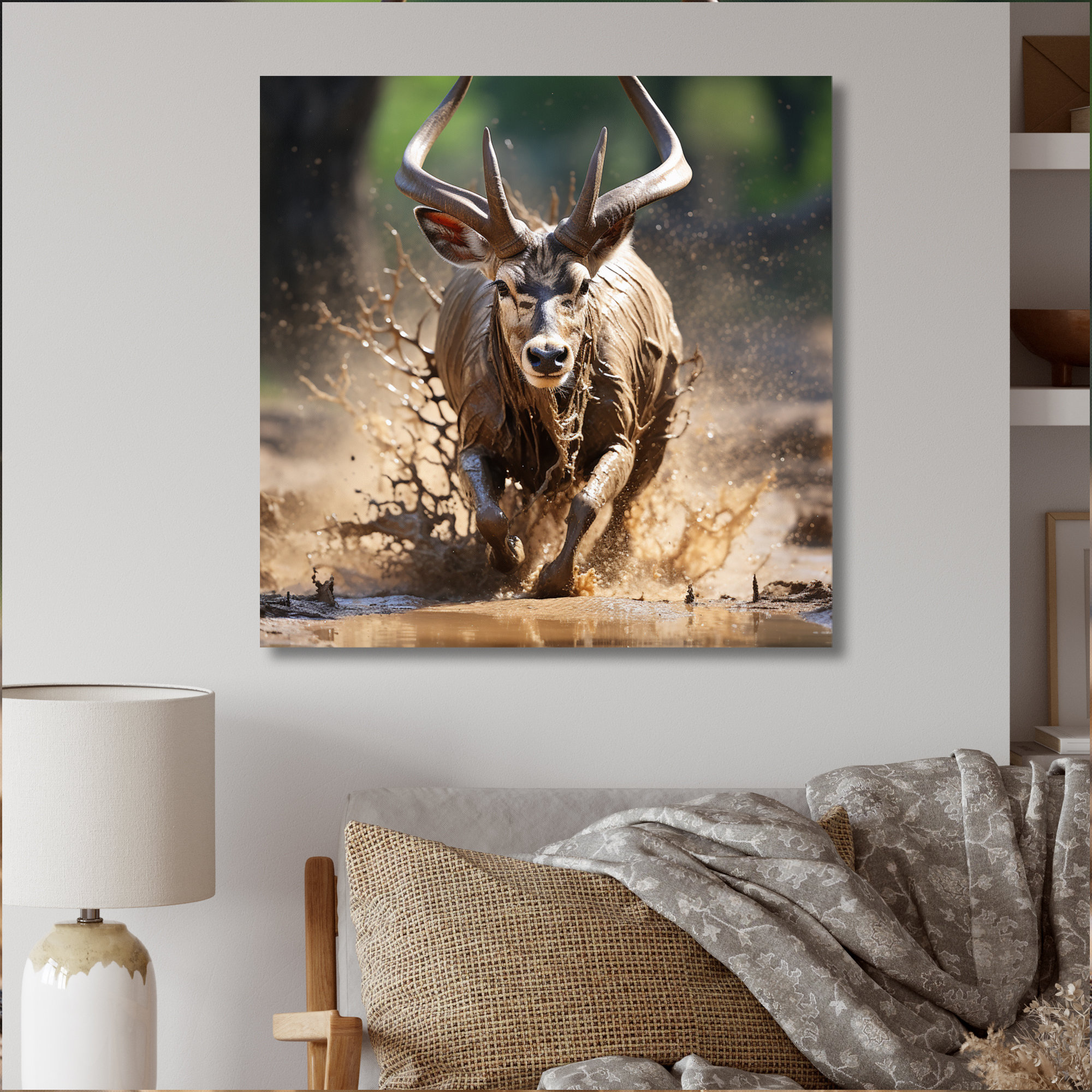 Millwood Pines African Greater Kudu Running - Animals Print on Metal ...