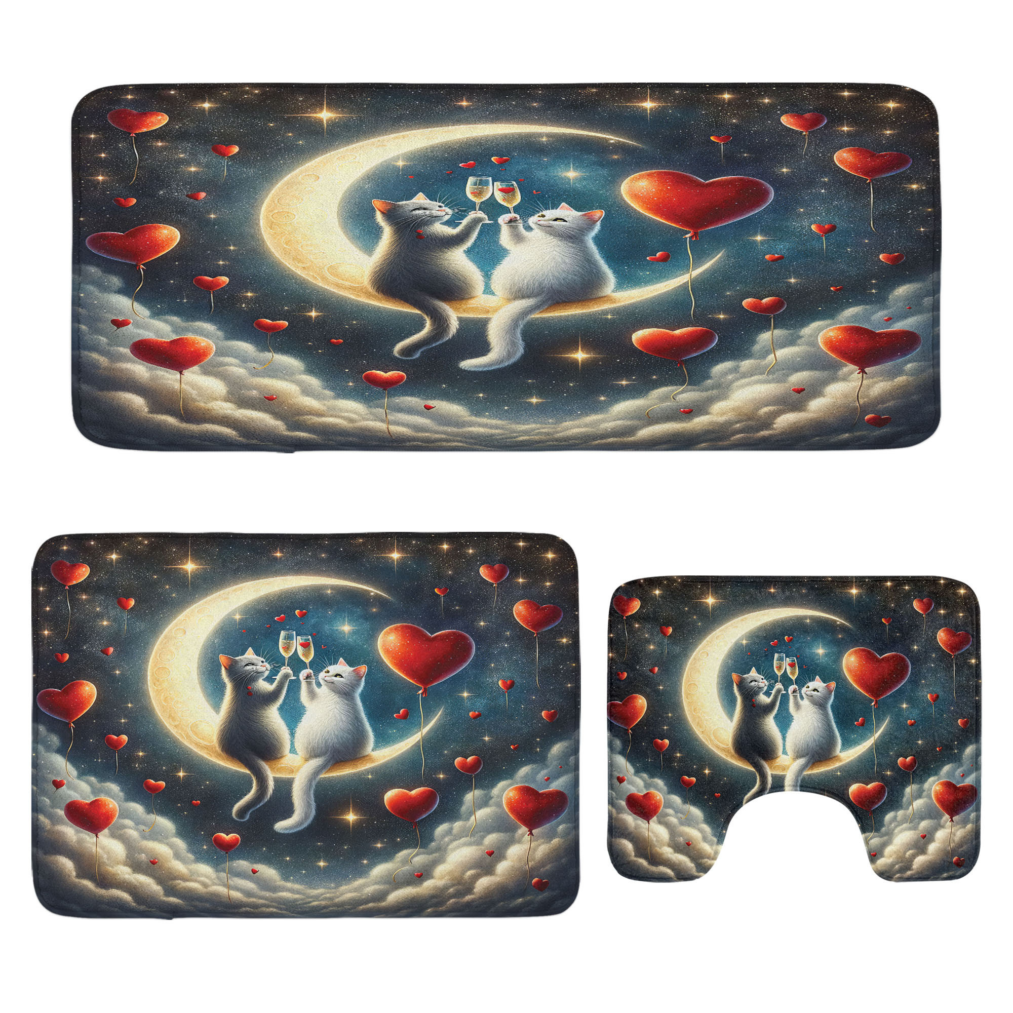 East Urban Home Cat Bathroom Rug Set 3 Pieces U-Shape & Rectangle Mats ...