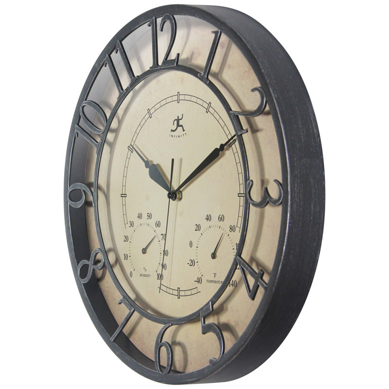 Infinity Instruments Round Plastic Wall Clock 16 Inches - Black ...