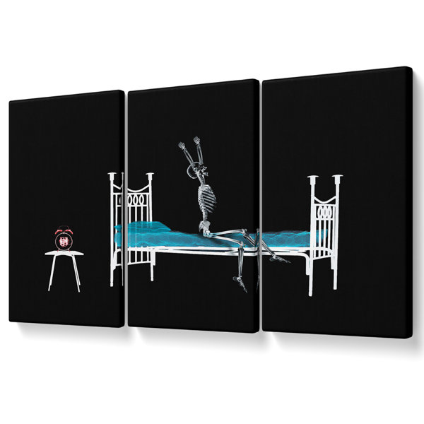 Maturi Skeleton Alarm Clock Canvas 3 Panel Set | Wayfair.co.uk