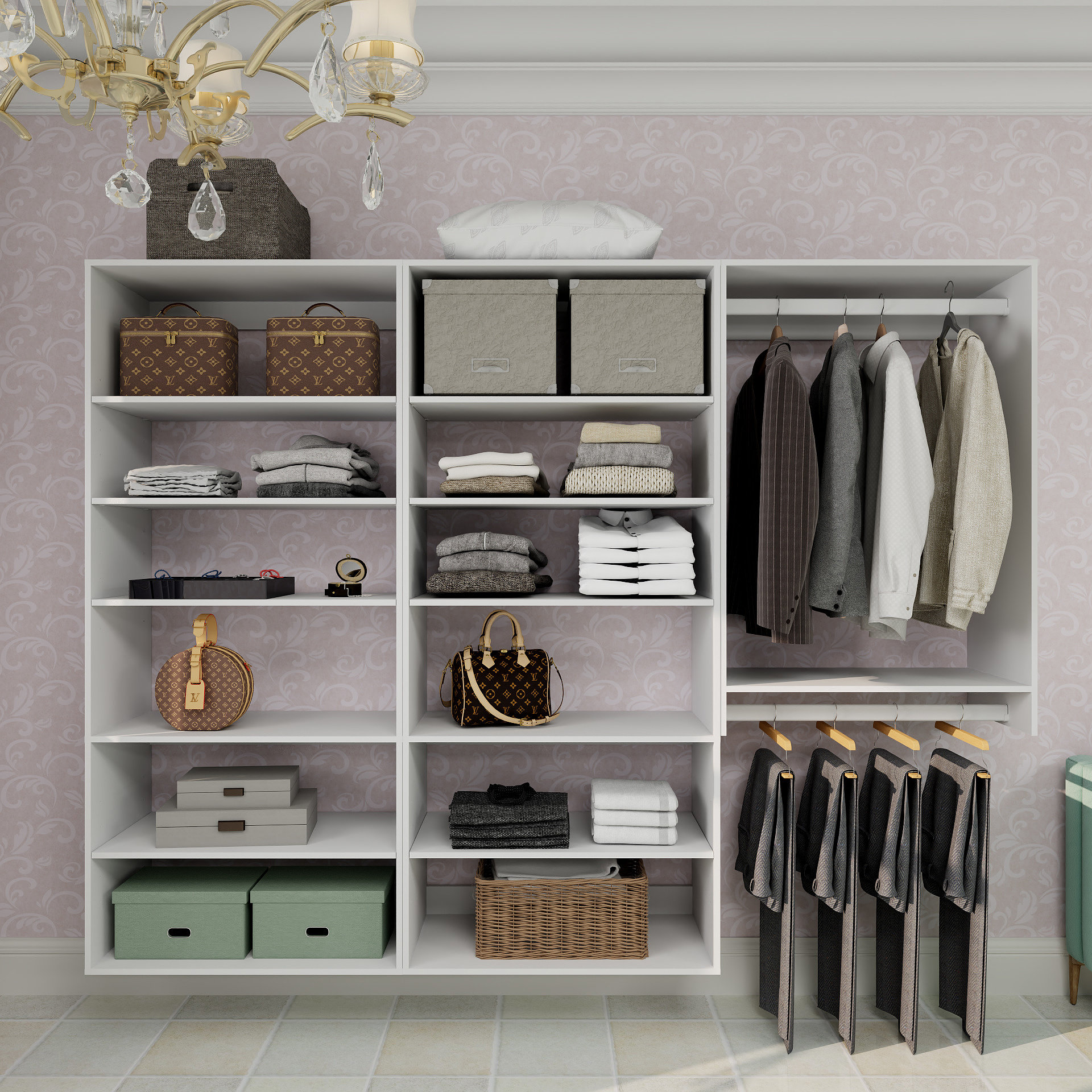 Latitude Run® White Closet Organizer System with 3 Modular Units | Wayfair