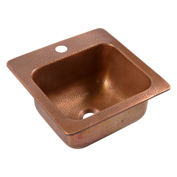 Sinkology Angelico Copper 15" Single Bowl Drop-In Kitchen Sink ...