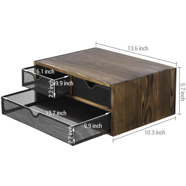 17 Stories Mesh/Wood Desk Organizer with Drawers & Reviews | Wayfair