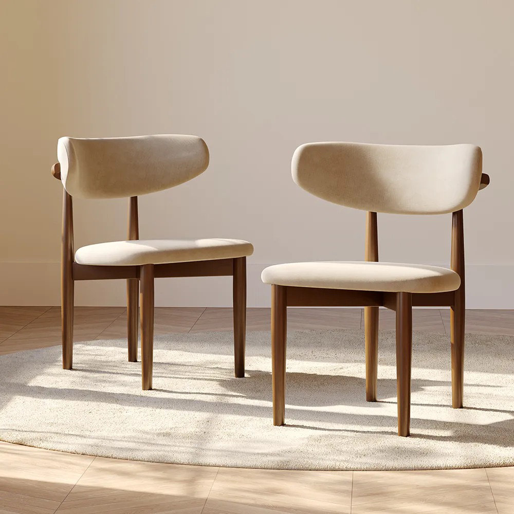 Orren Ellis Maxwell Dining Chair With Cotton Linen and Solid Wood Legs ...