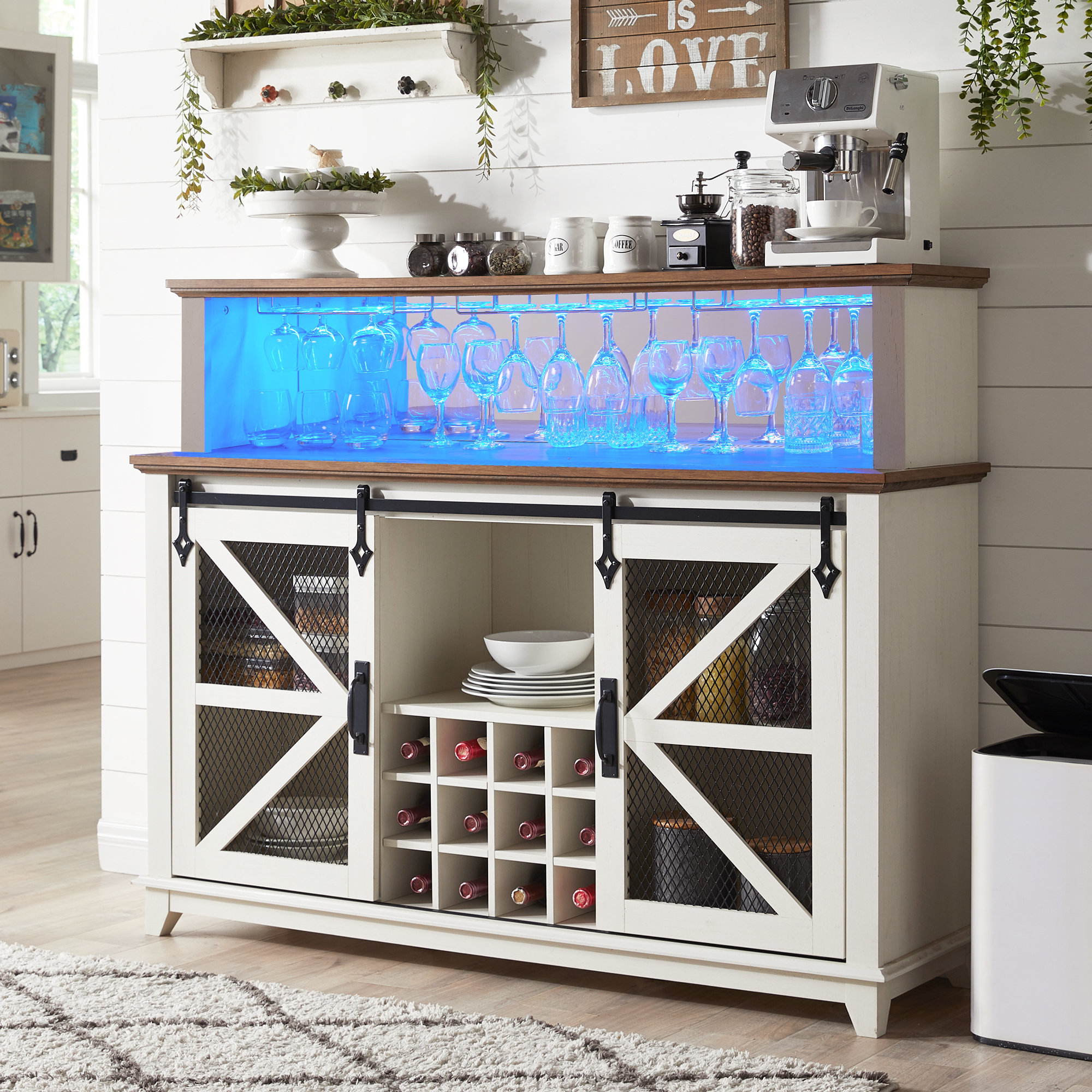 Laurel Foundry Modern Farmhouse® Gruber Farmhouse 55"W Wine Coffee Bar ...