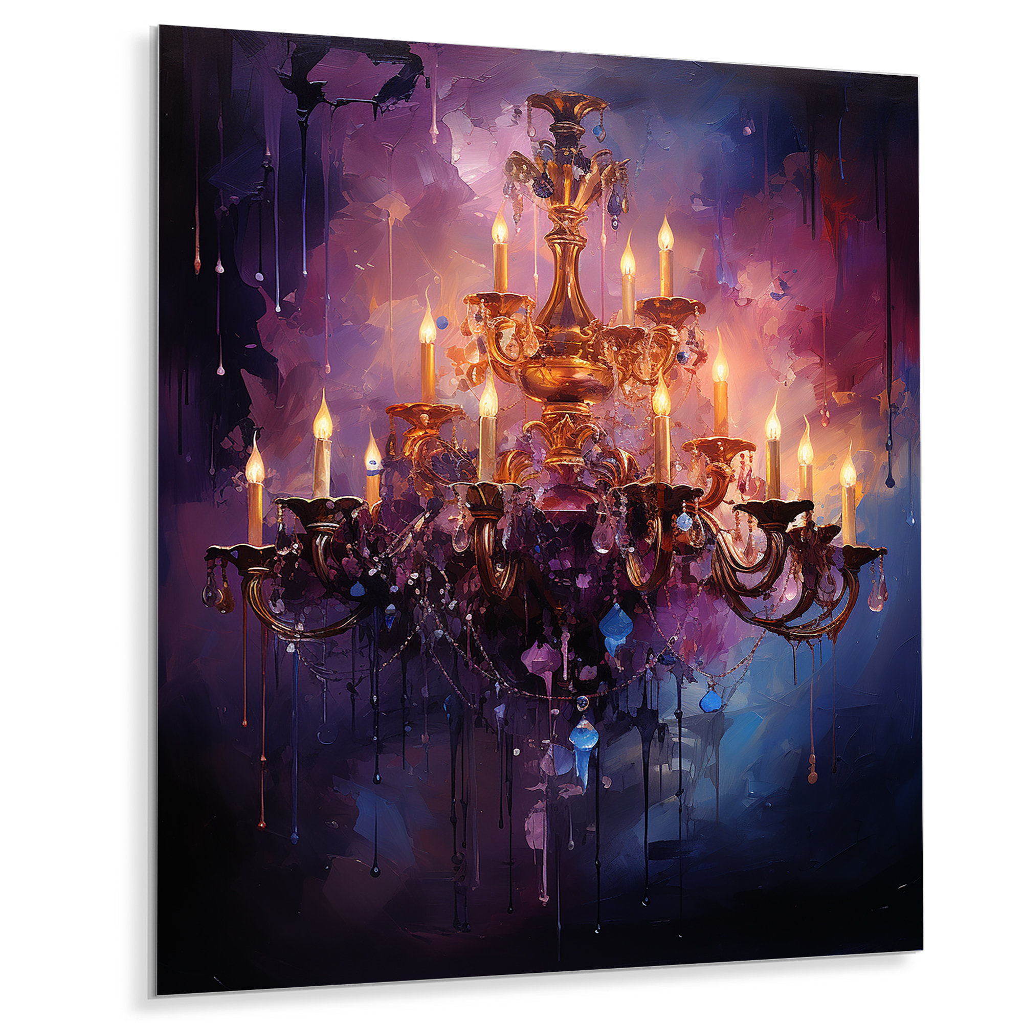 Latitude Run® Chandelier Abstract Opulence - Glam Metal Wall Art Living ...