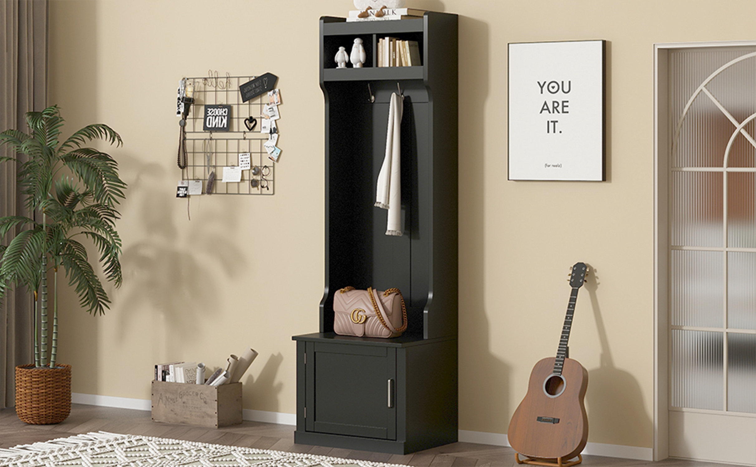 Lark Manor Boak Hall Tree 23.4'' Wide with Bench and Shoe Storage ...