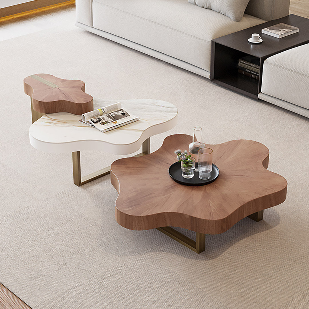 Eureka Ergonomic Modern Stylish Cloud Shape Solid Wood Coffee Table Set | Wayfair