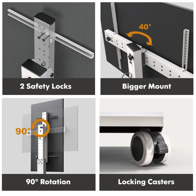 Inbox Zero Meuy Modern Rolling TV Stand with Wheels for 32-70 inch LED ...