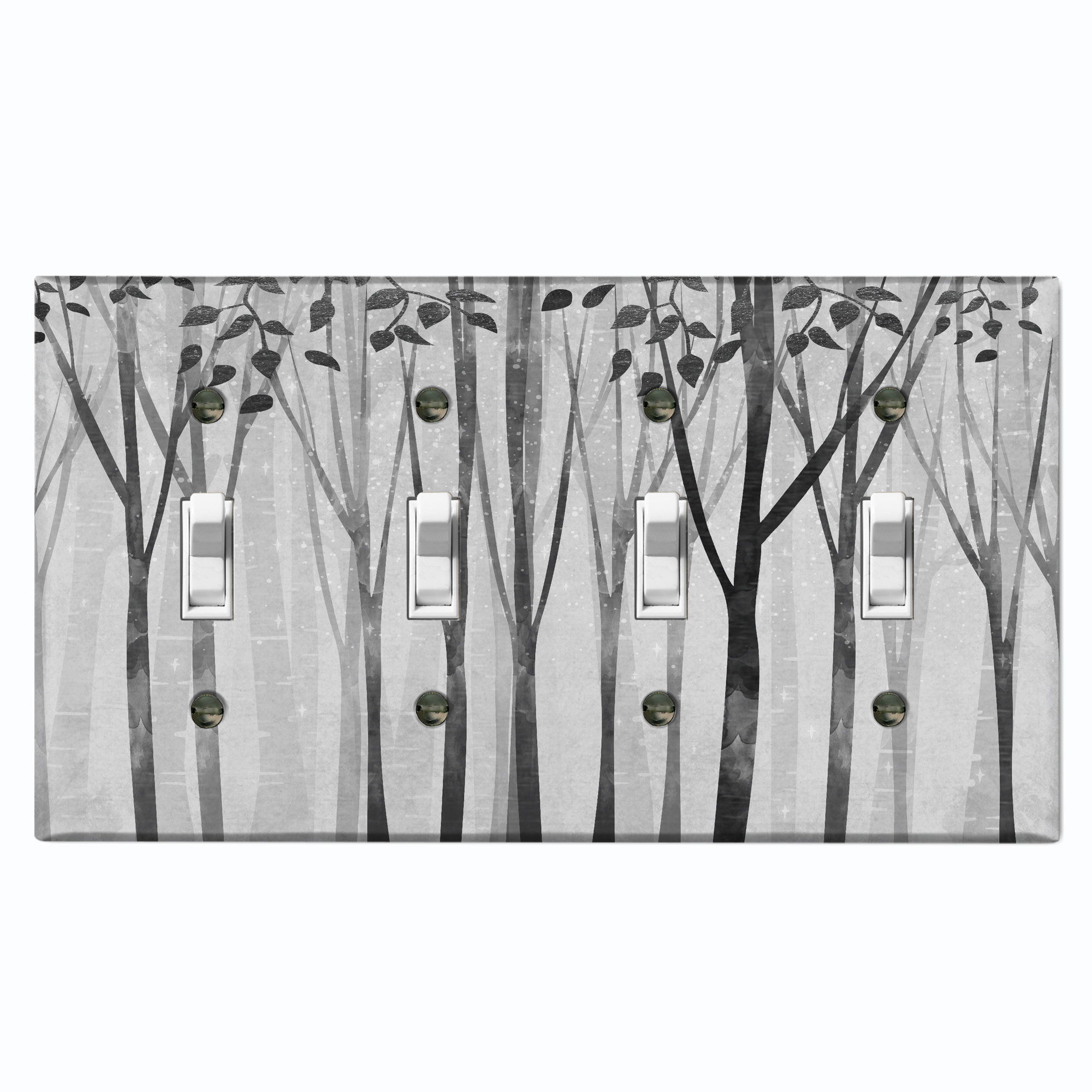 WorldAcc Gray Forest Trees Nature Themed 4 - Gang Toggle Light Switch ...