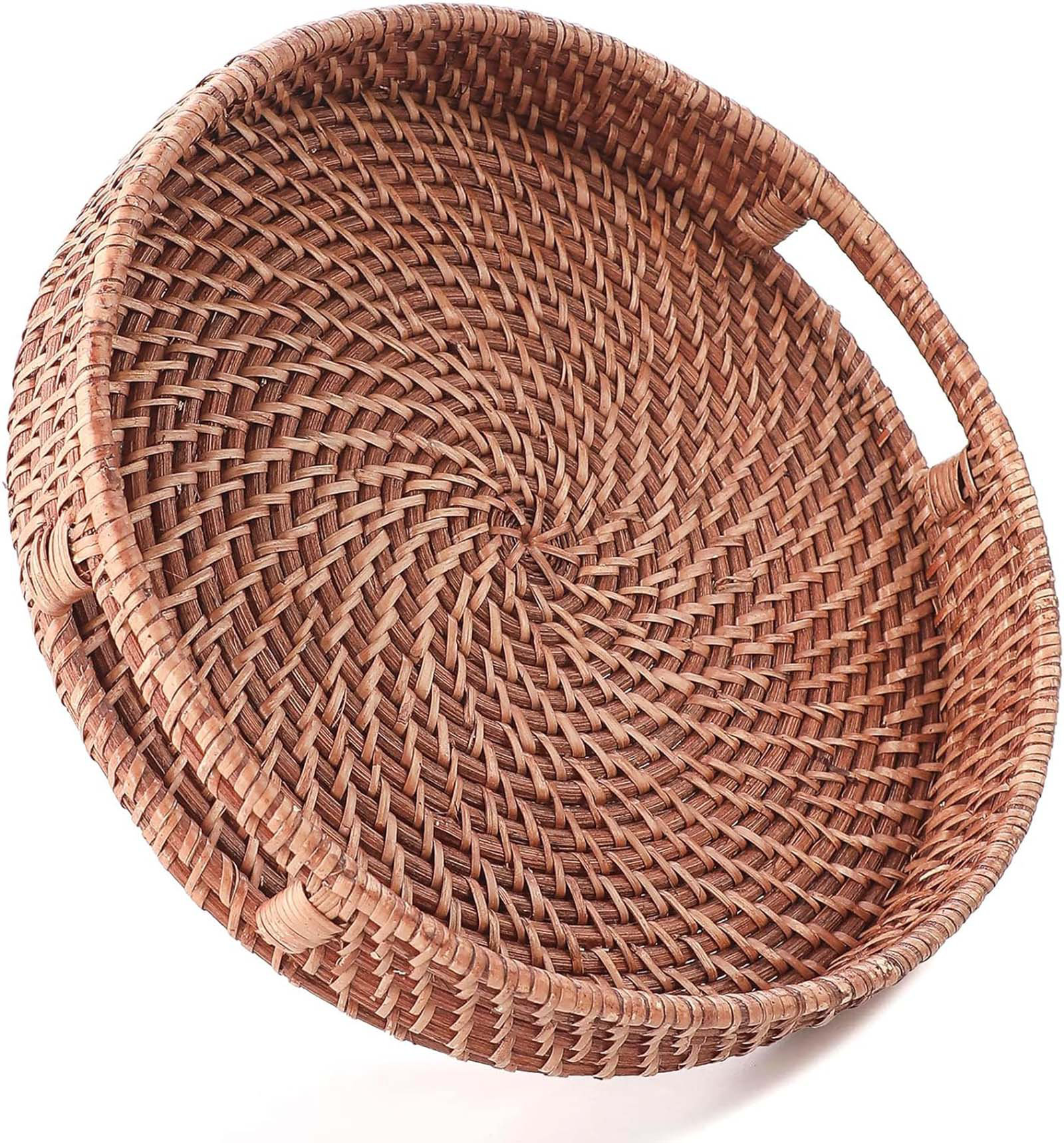 NEUTRALPOSTURE 11.8'' Hand-Woven Round Rattan Serving Tray Decorative ...