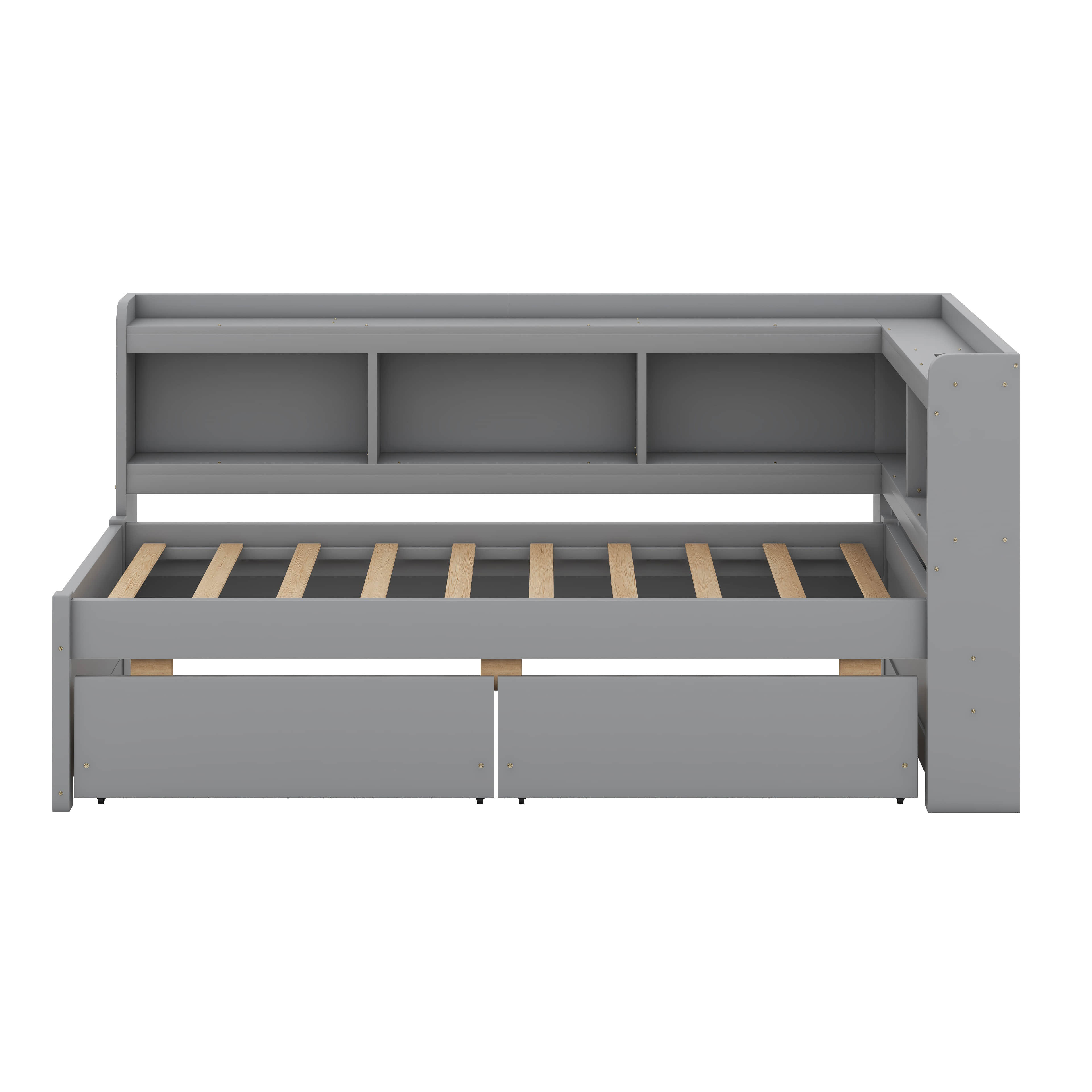 Red Barrel Studio® Modern Daybed With L-Shaped Bookcases, Wood Daybed ...