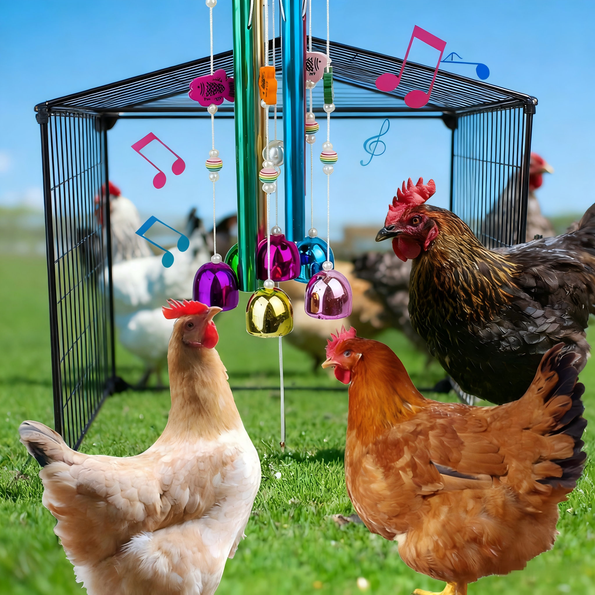 Ophelia & Co. Chicken Toys For Coop, Chicken Wind Chime Enrichment Toys ...