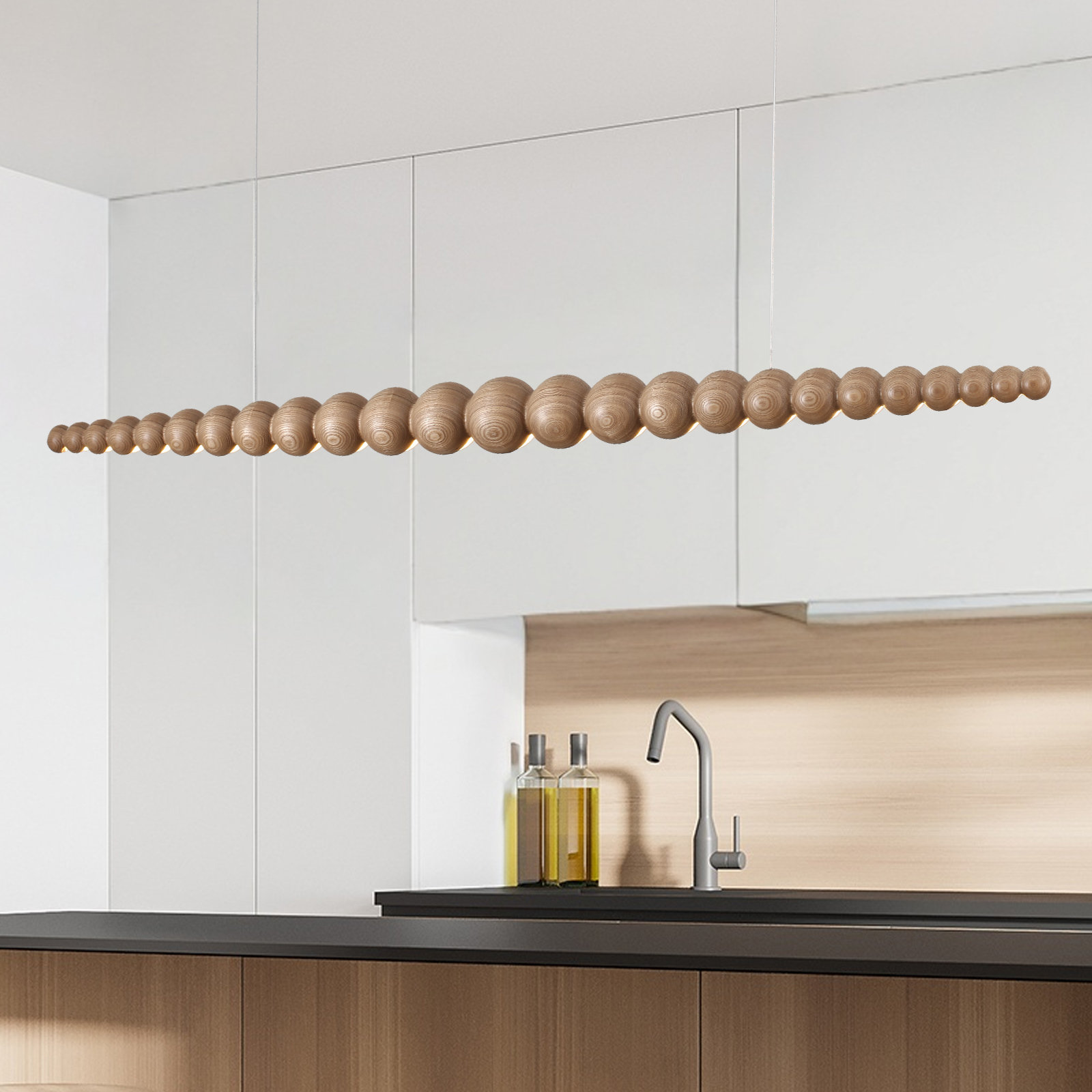 Ivy Bronx Torrien Wood Linear Pendant Hanging Light Fixture Minimalist ...