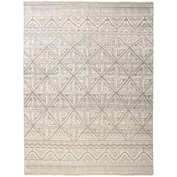 Union Rustic Kedric Hand Knotted Viscose Tan/Orange/Blue Rug | Wayfair