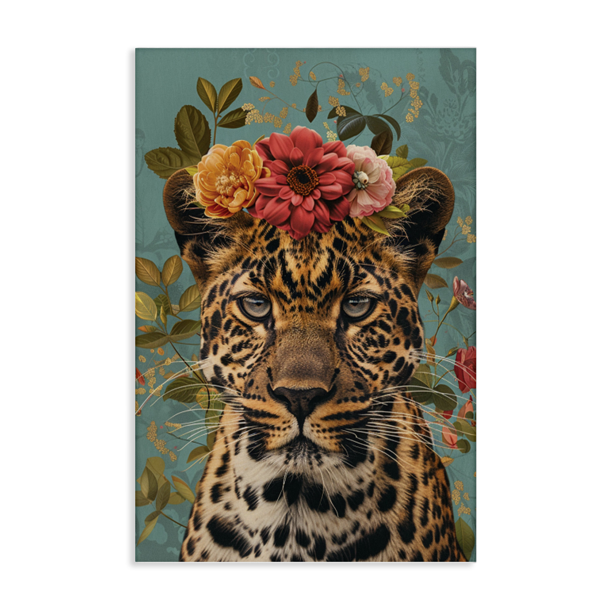 Dakota Fields Floral Crown Wild Cheetah Canvas, design by LSR Design ...