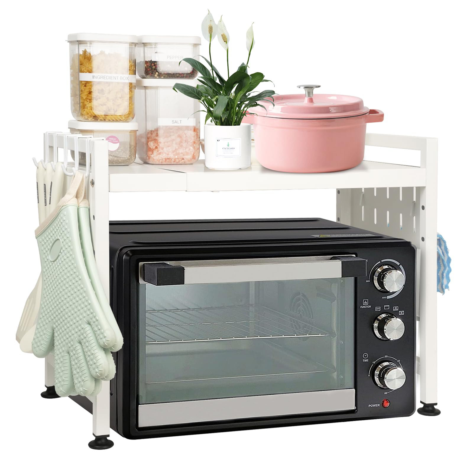 Ebern Designs Extendable Microwave Oven Rack, 2 Tier Adjustable ...