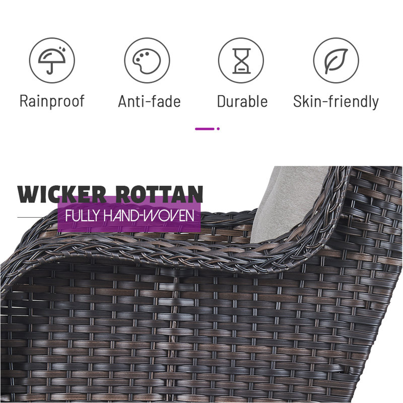 Wildon Home® Bonia Wicker Rattan 5 Piece Complete Patio Set with ...