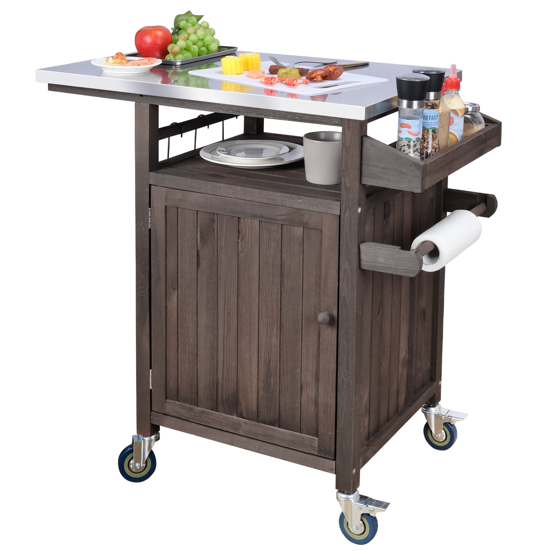 COOLBEBE Outdoor Grill Cart Outdoor Prep Table for Grill with Stainless ...
