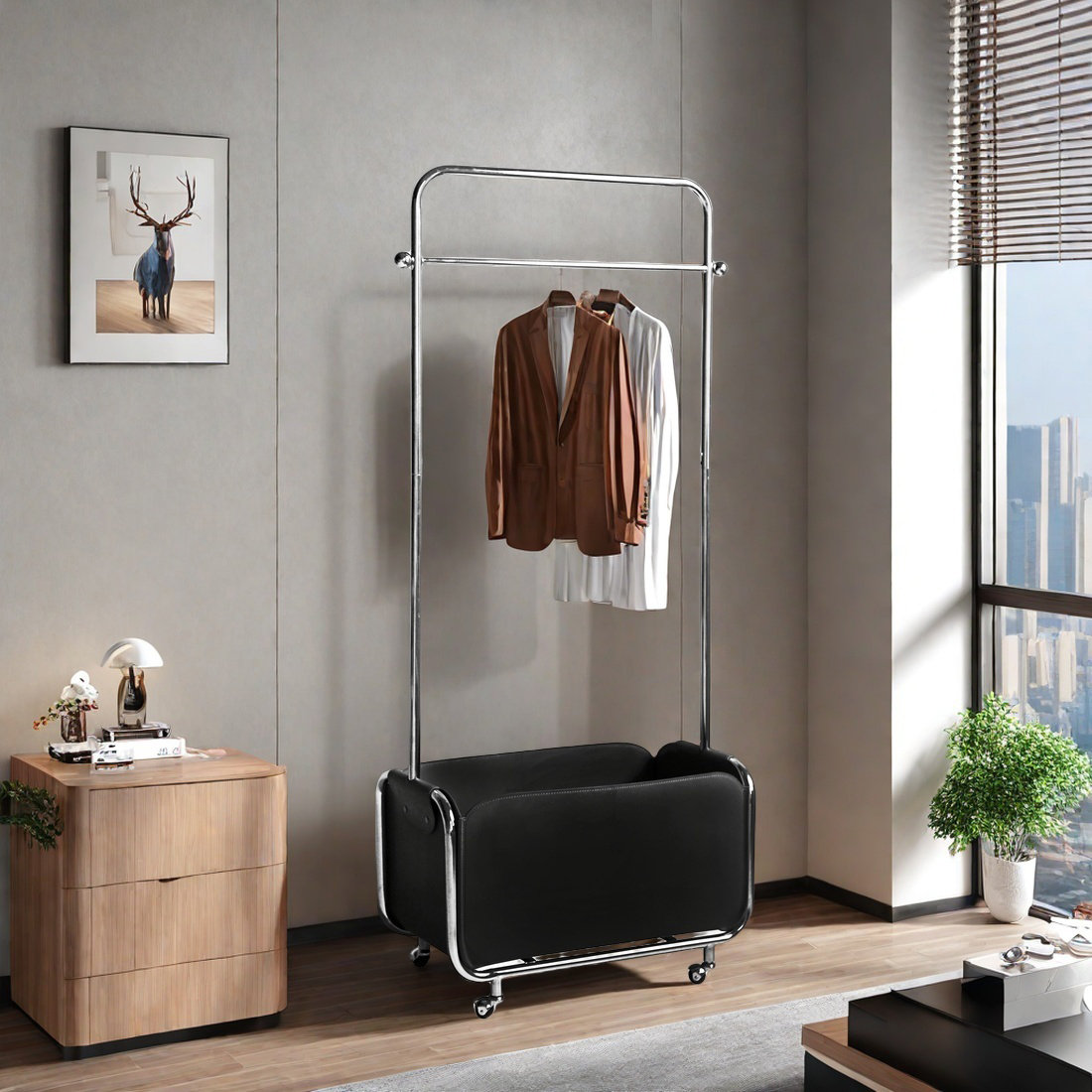 Orren Ellis Iron Electroplate PU Leather Coat Rack Storage | Wayfair