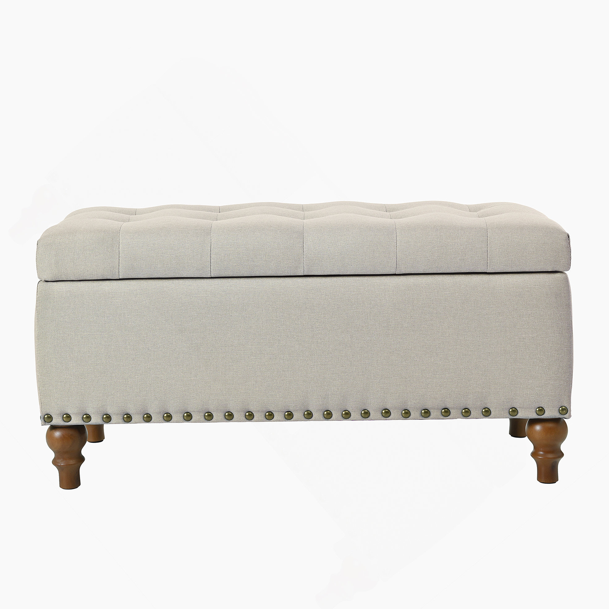 Red Barrel Studio® Ottoman Storage Bench, Recessed Support Hinge Top ...