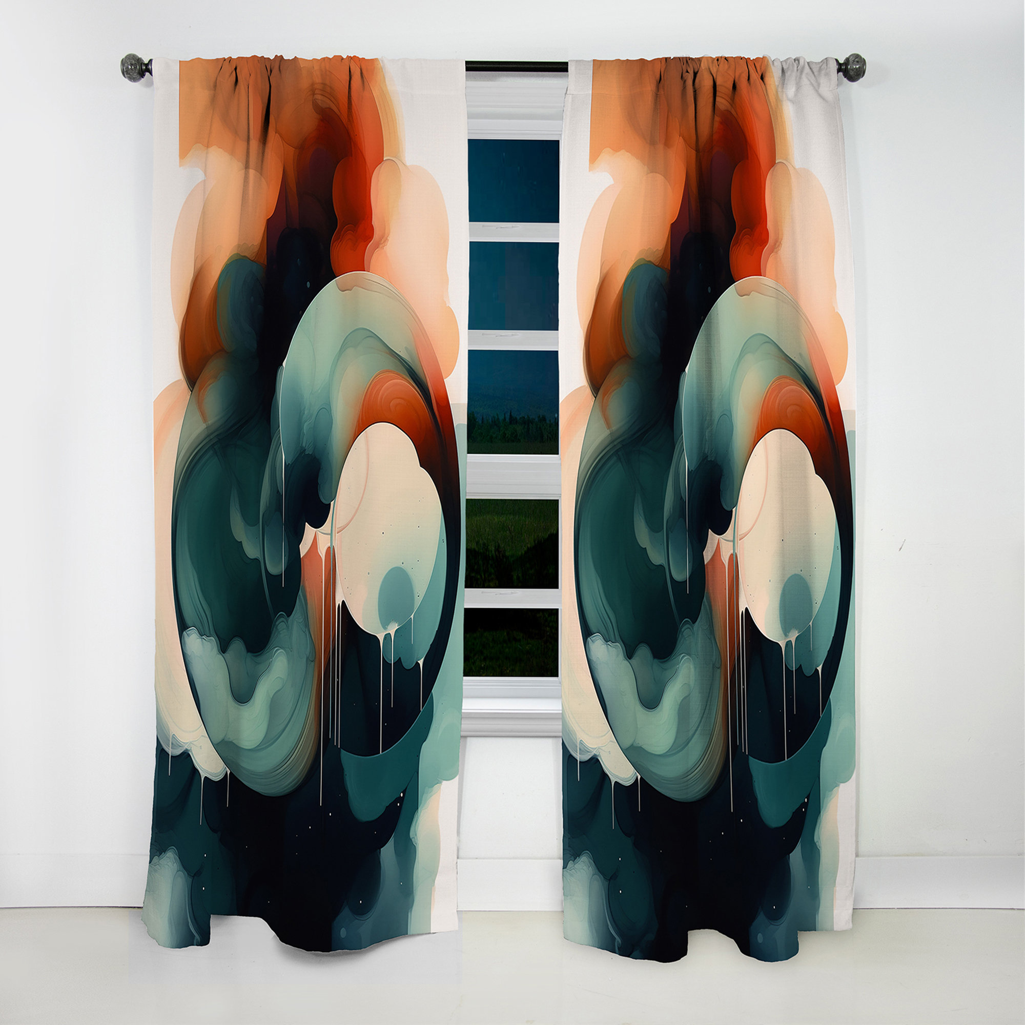 Orren Ellis Abstract Shapes And Line Artwork V - Painting Curtain ...