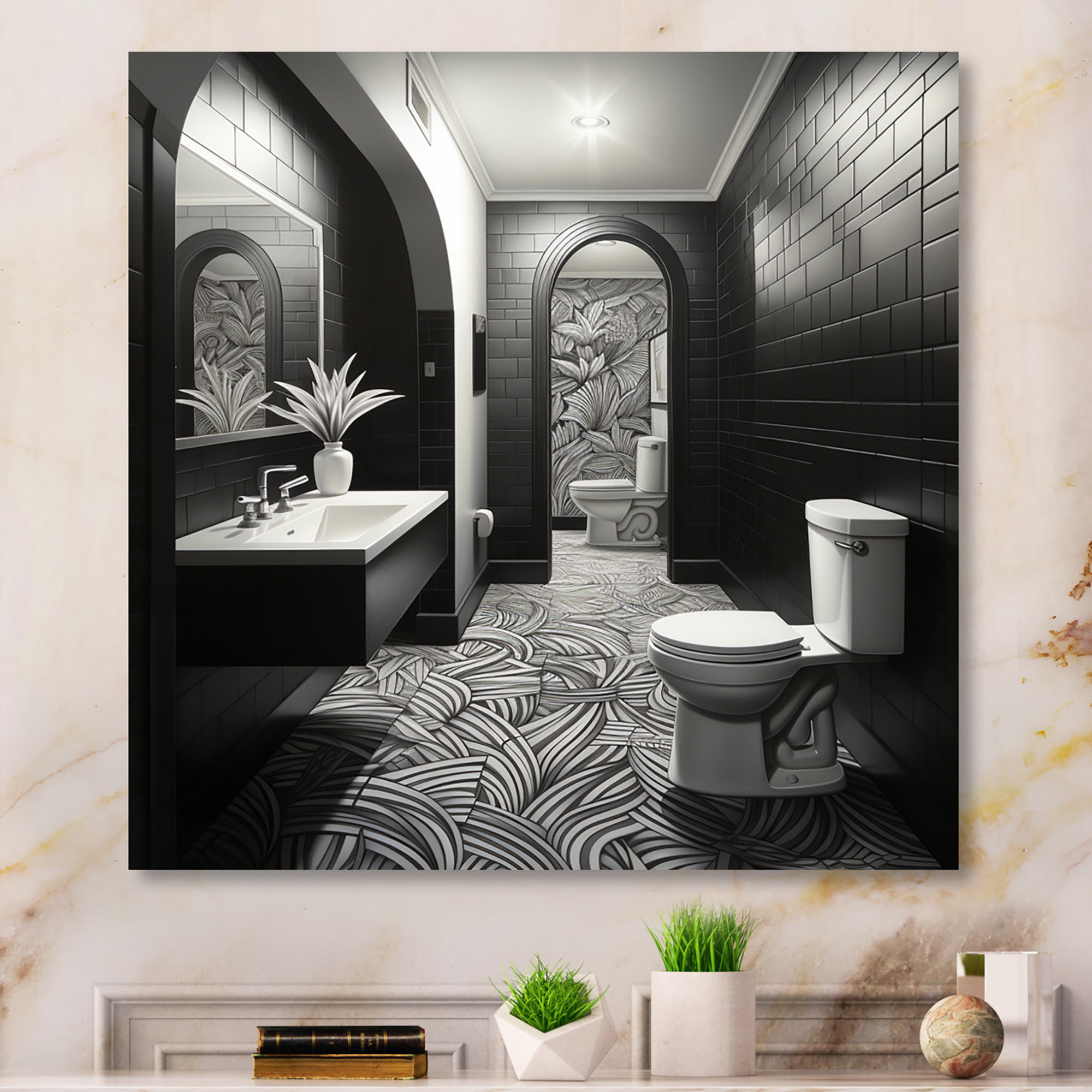 Latitude Run® Modern Monochrome Toilet II - Bath & Laundry Metal Art ...