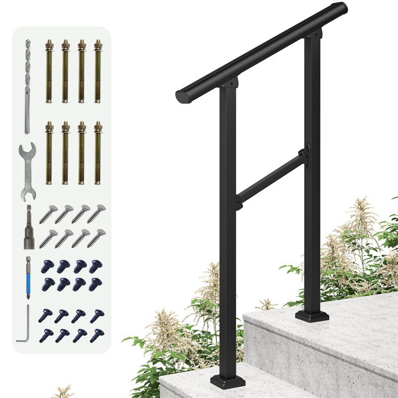HOMLUX Lovmor Hand Rails for Outdoor Steps, Wrought Iron Railing, Porch ...
