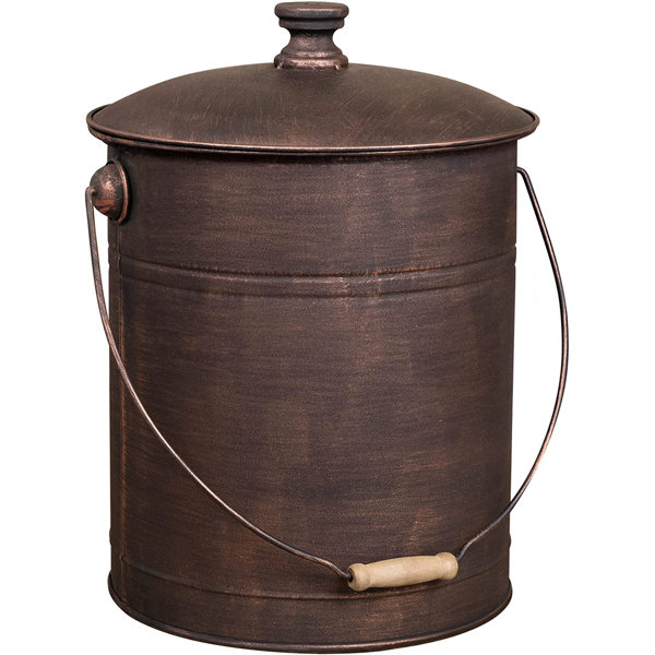 Rosalind Wheeler Amberjack Ash Bucket with Lid Outdoor Indoor Coal ...