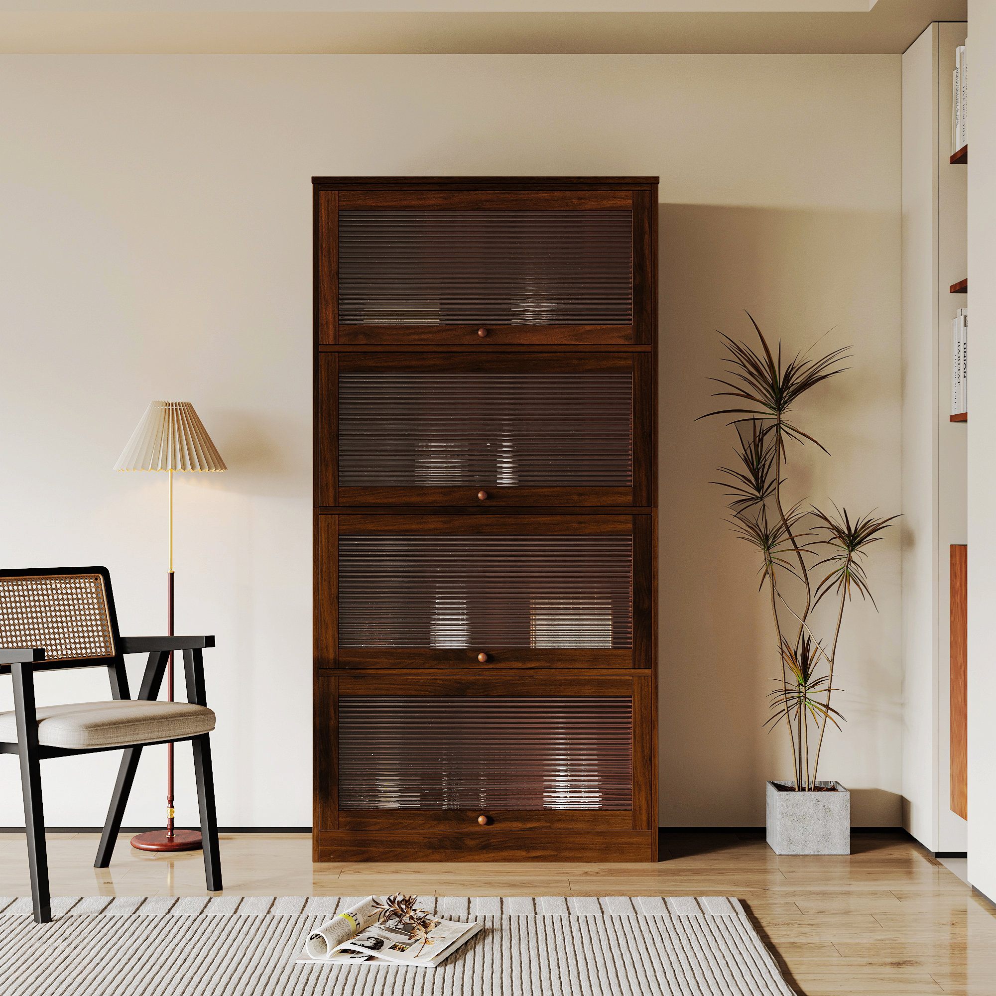 NTYUNRR Bookcase Contemporary Closed Back Glass Doors Office Storage ...