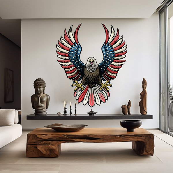 Lark Manor™ Bald eagle us flag wall decal | Wayfair