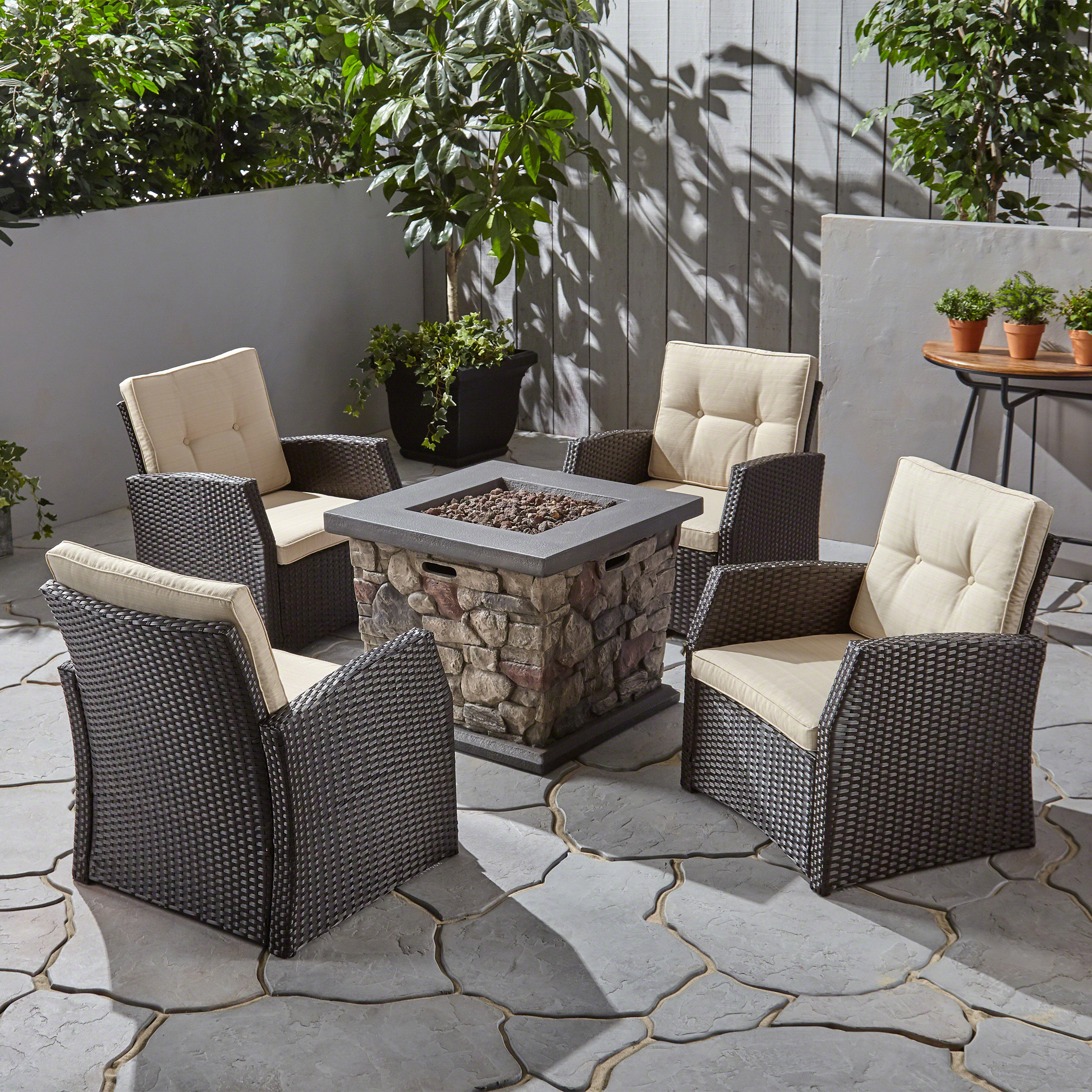 Gracie Oaks Havana 5 Piece Multiple Chairs Seating Group with Cushions ...