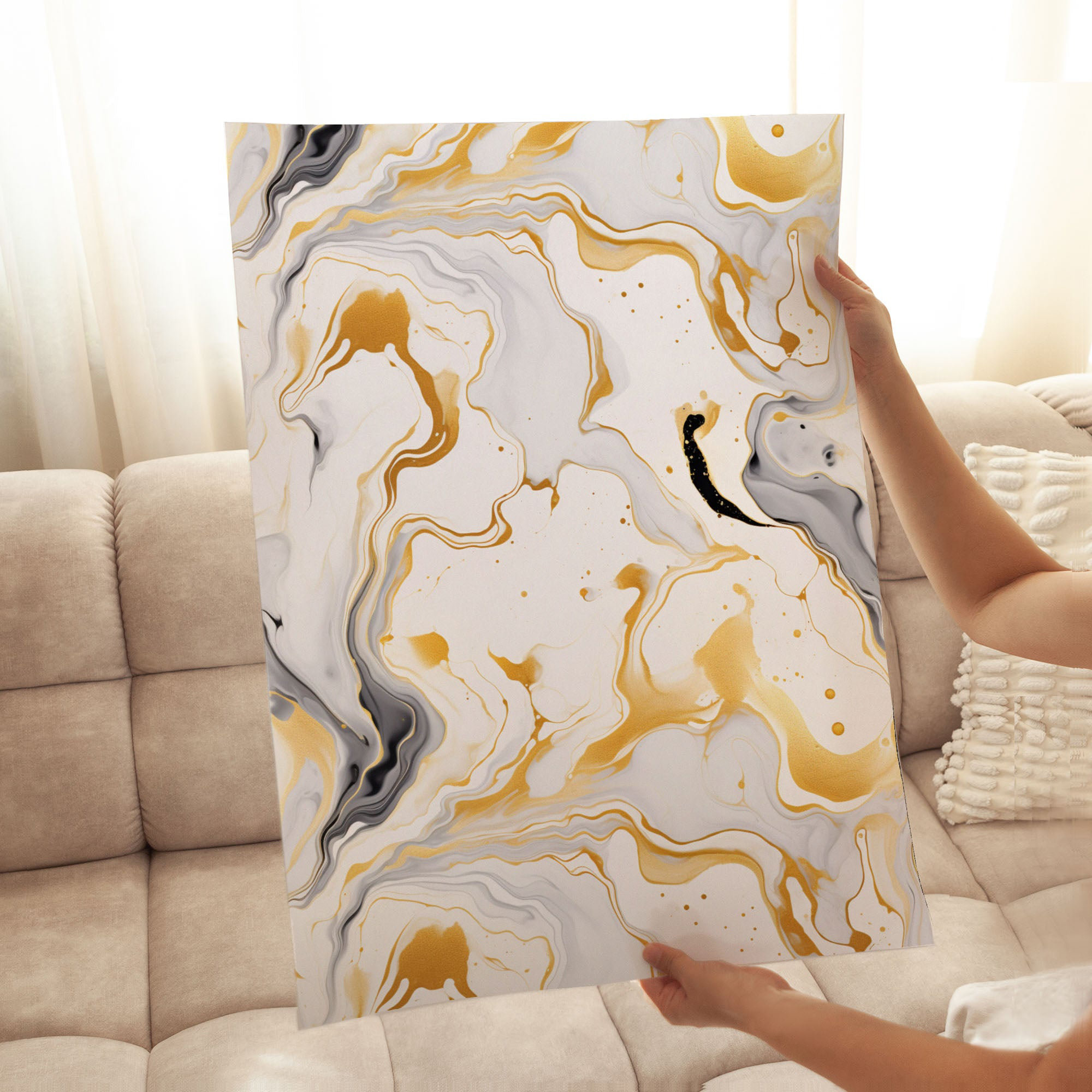 Winston Porter Abstract Golden Strokes III Modern Unframed Art Print ...