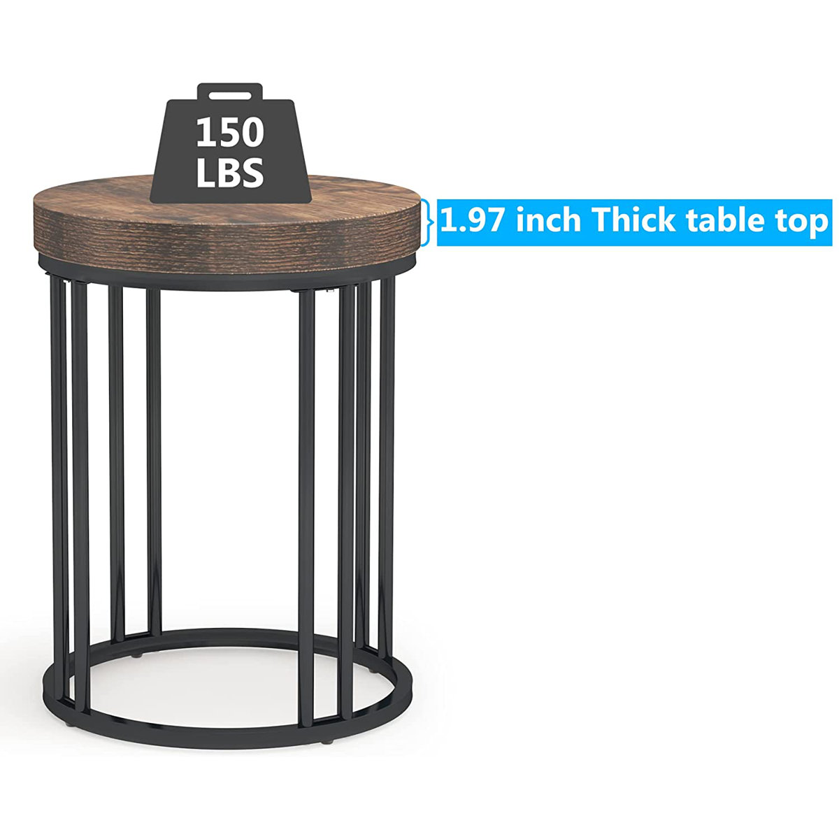 17 Stories Jotham Side Table, Round End Table for Living Room, Bedroom ...