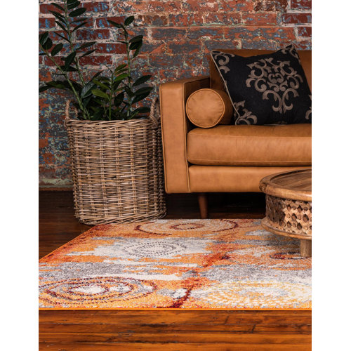 Langley Street Eddins Machine Woven Performance Orange Rug & Reviews ...