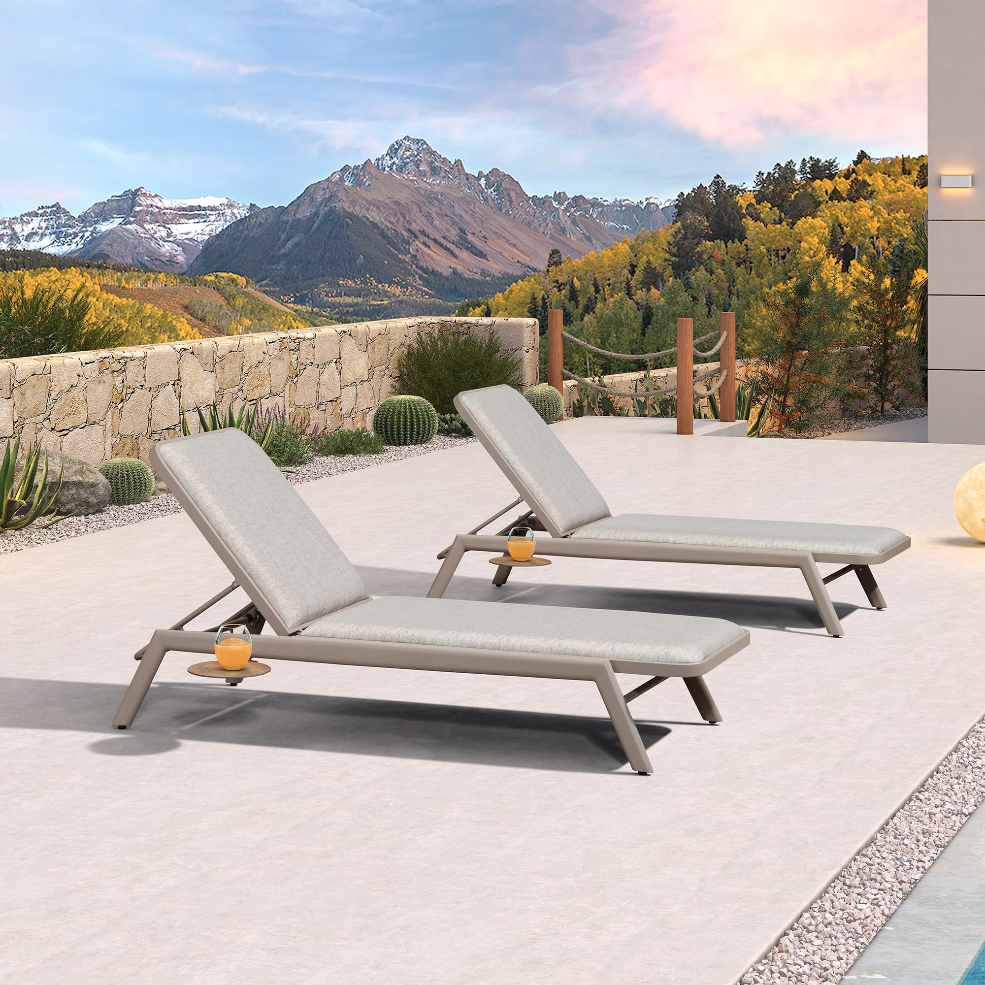 Latitude Run® Chaise inclinable d'extérieur - Table intégrée et siège ...