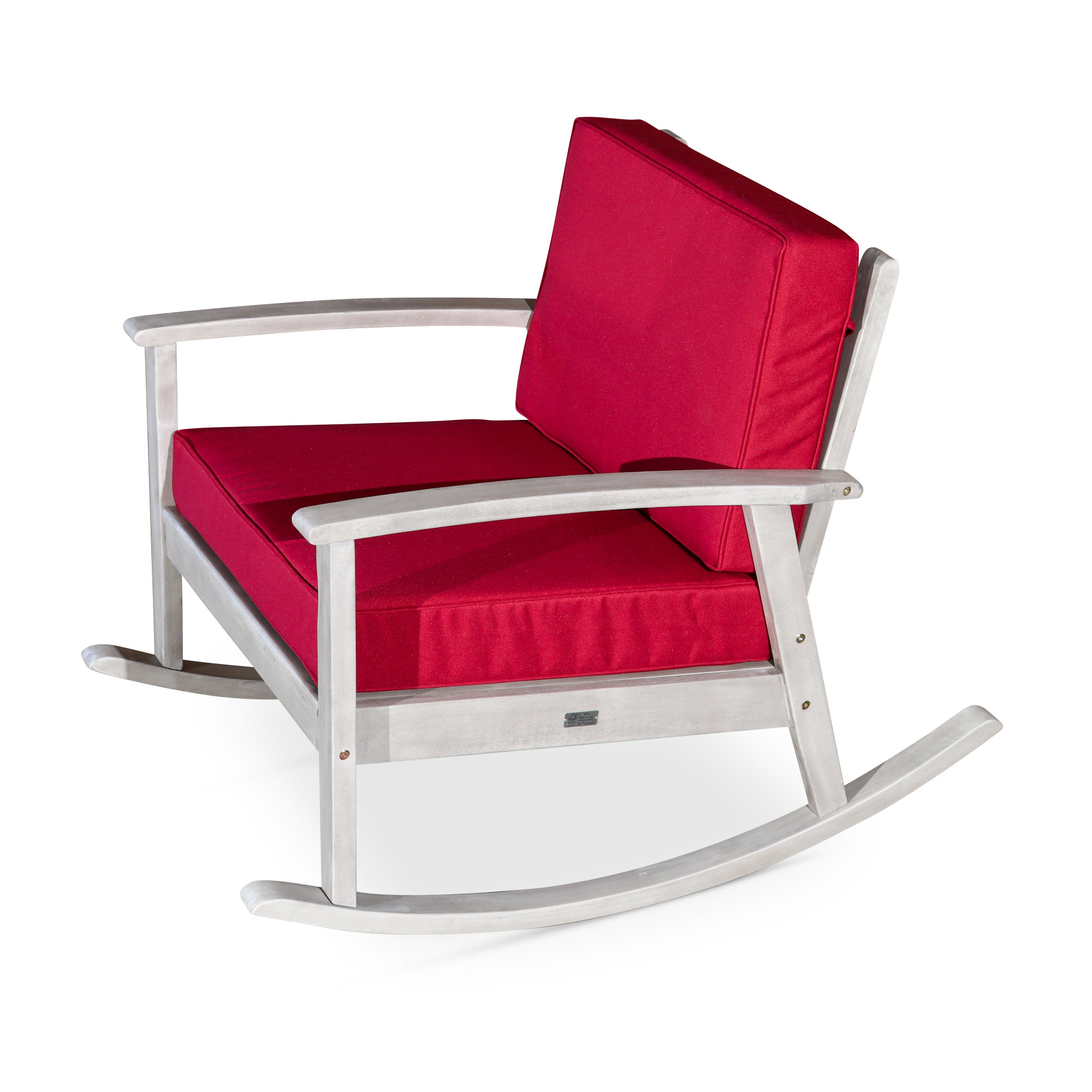 Highland Dunes Buecker Rocking Solid Wood Chair with Cushions & Reviews ...