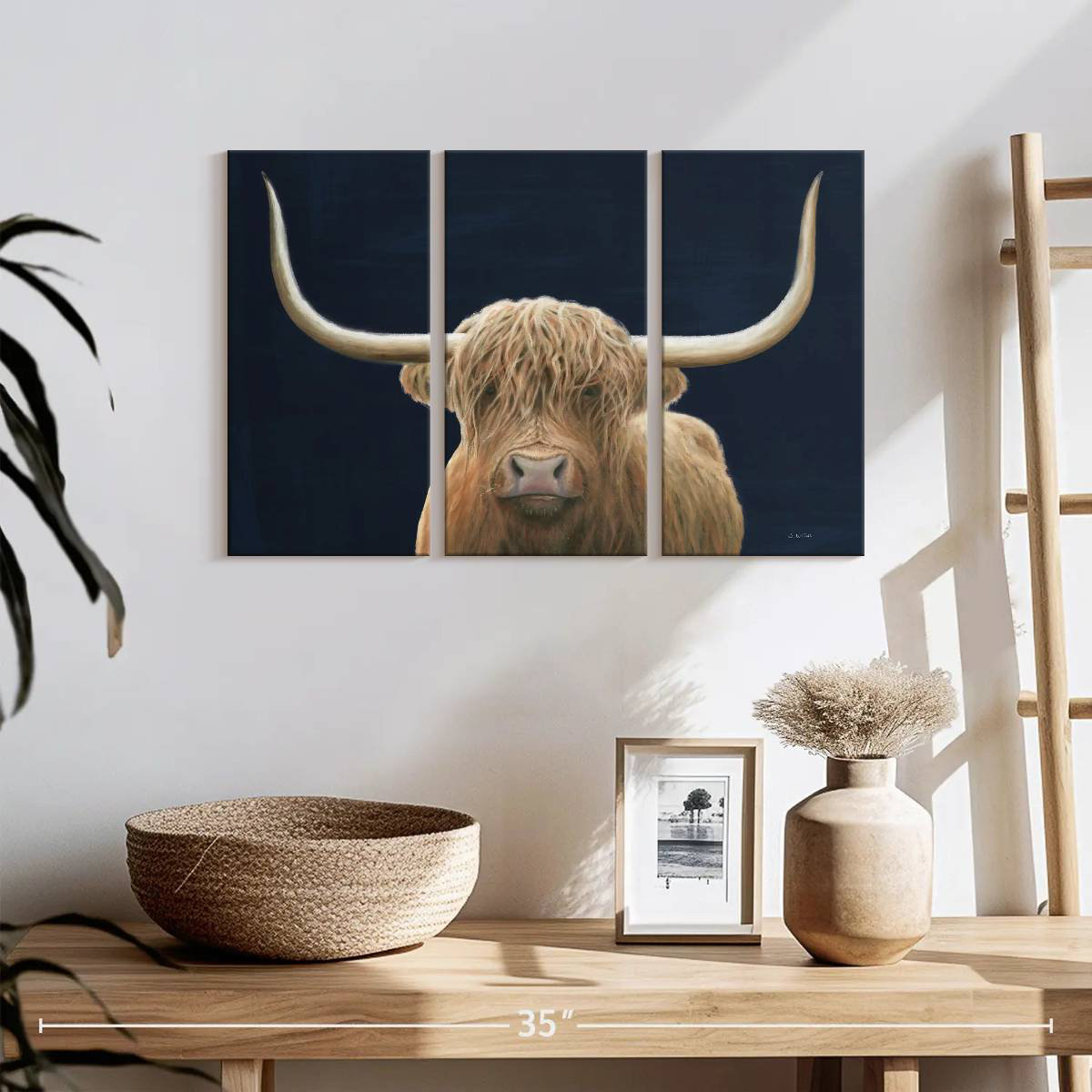 Ebern Designs Brampt Highland Cow Navy | Wayfair