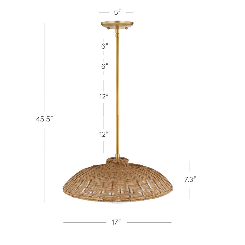 Nathan James Boho Rattan Pendant Light With Glass Diffuser | Wayfair